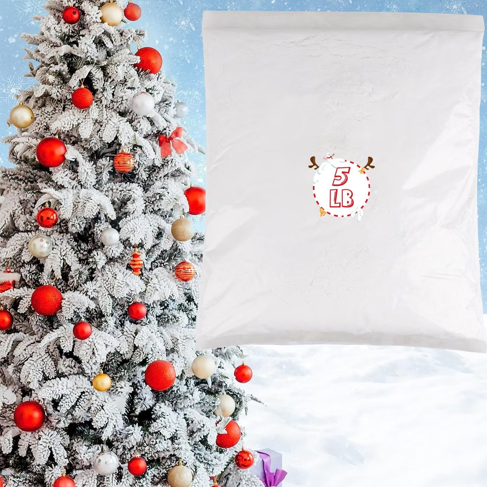 5 lbs Snow Flocking Powder, Self-Adhesive Snow Flock for Christmas Tree ...