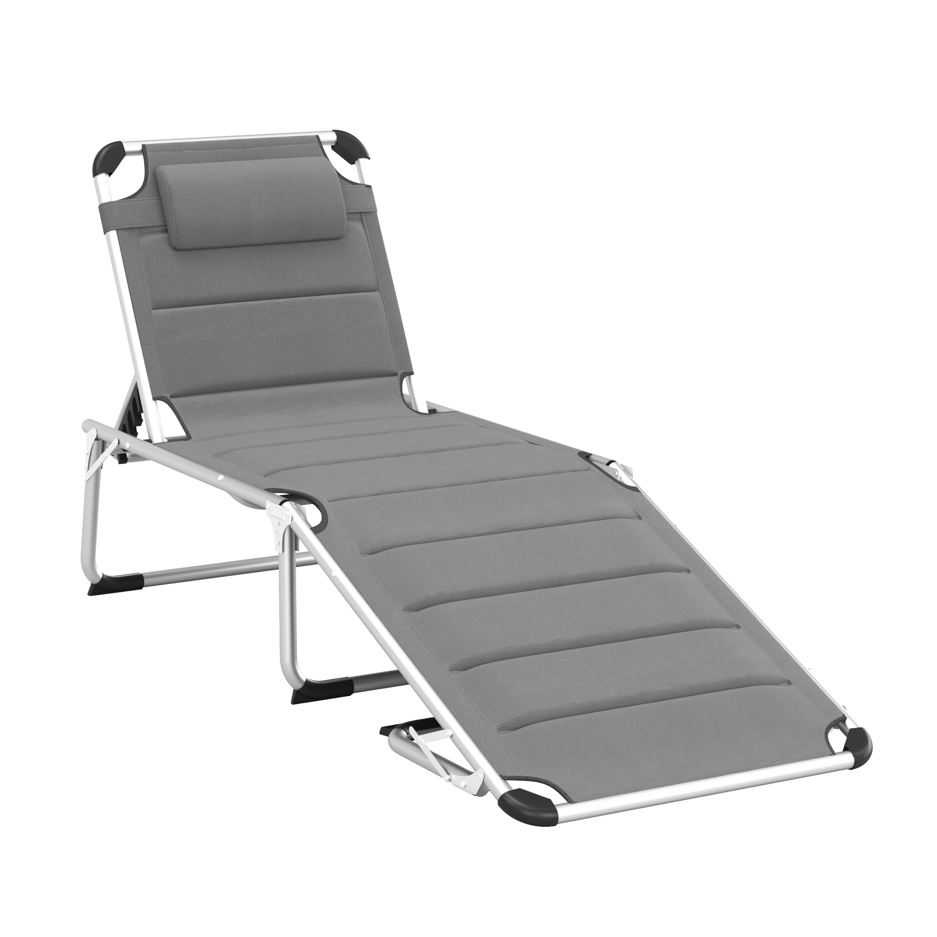 5-level Reclining Camping Rest Chair , Foldable - Gray Patio Tanning ...