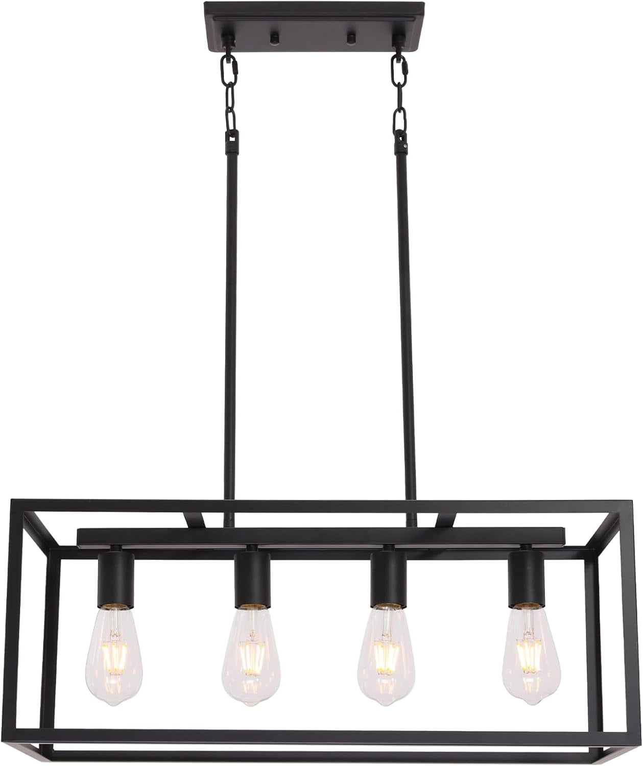 5-light Kitchen Island Lighting, Brushed Nickel Rectangle Chandeliers ...