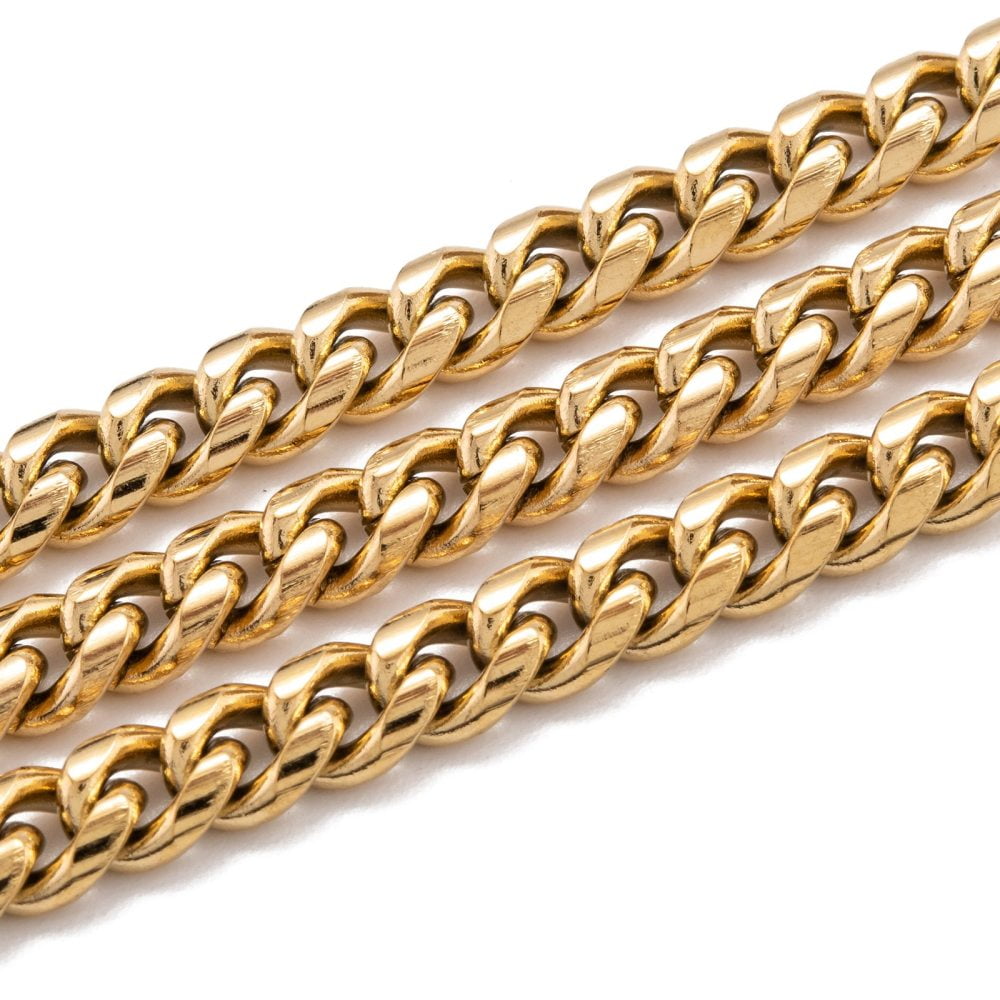 5 m 304 Stainless Steel Cuban Link Chain Unwelded with Spool Golden 7 ...