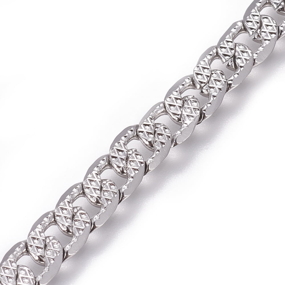 5 m Tarnish Resistant 304 Stainless Steel Cuban Link Chains Chunky Curb ...