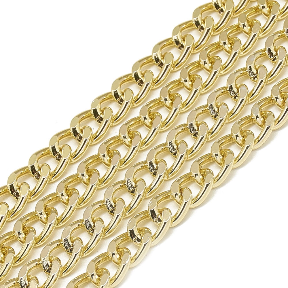 5 m Unwelded Aluminum Curb Chains Gold 9x7x1.8mm - Walmart.com