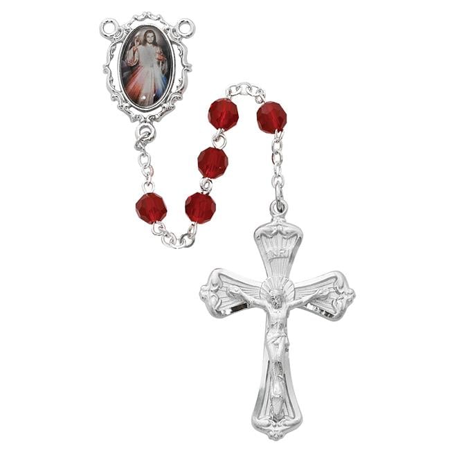 5 mm Divine Mercy Cross Rosary Set - Dark Red - Walmart.com