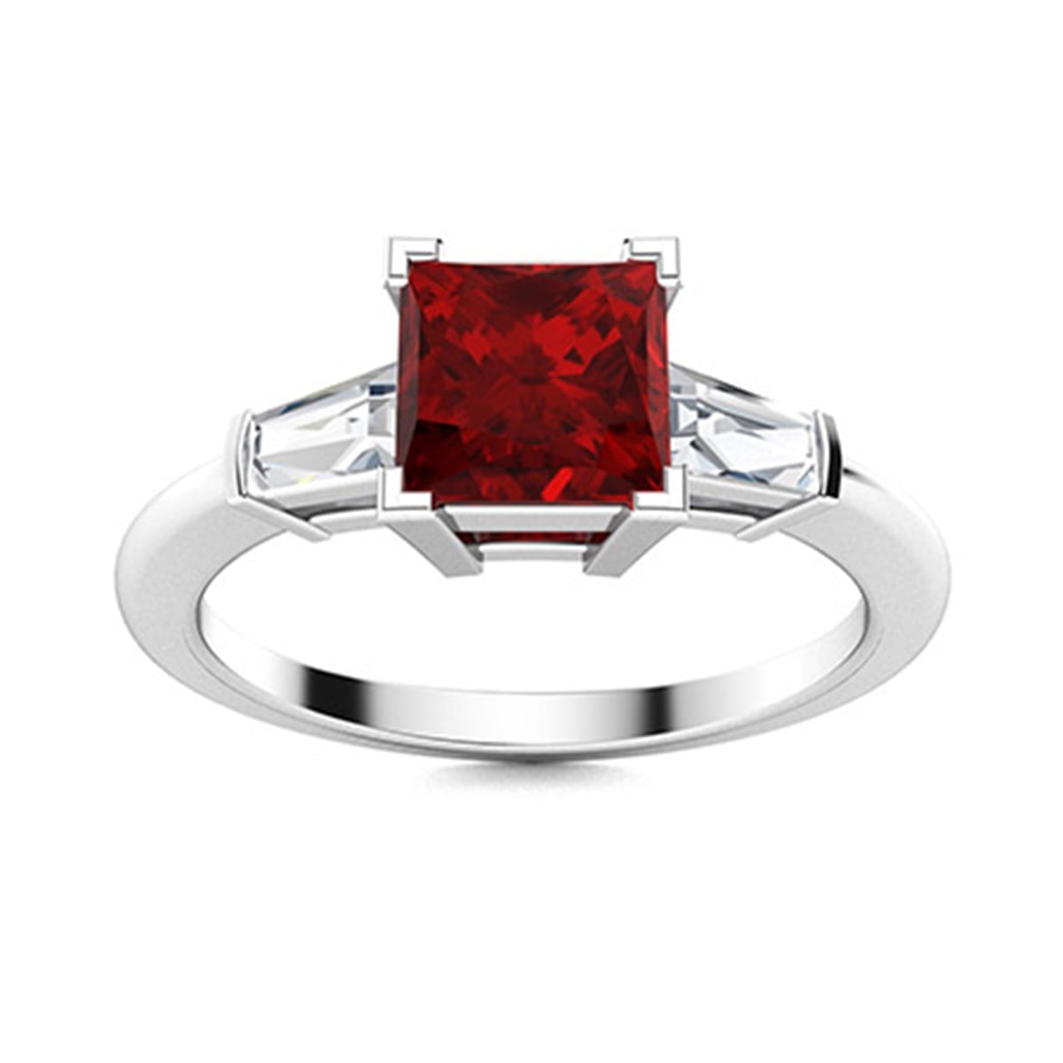 Mooneye 5mm Square Garnet Gemstone 925 Sterling Silver Trilogy Women ...