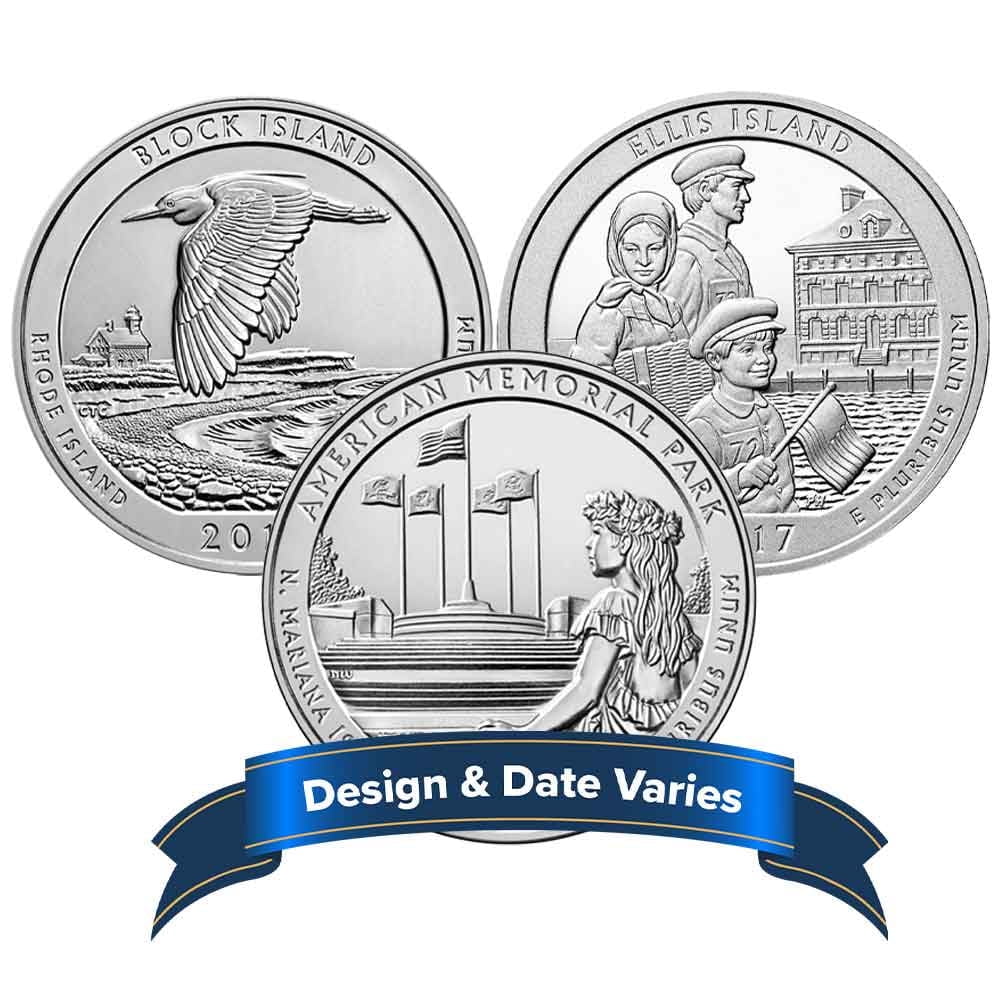 5 oz America the Beautiful Silver .999 Fine Random Date & Design ...