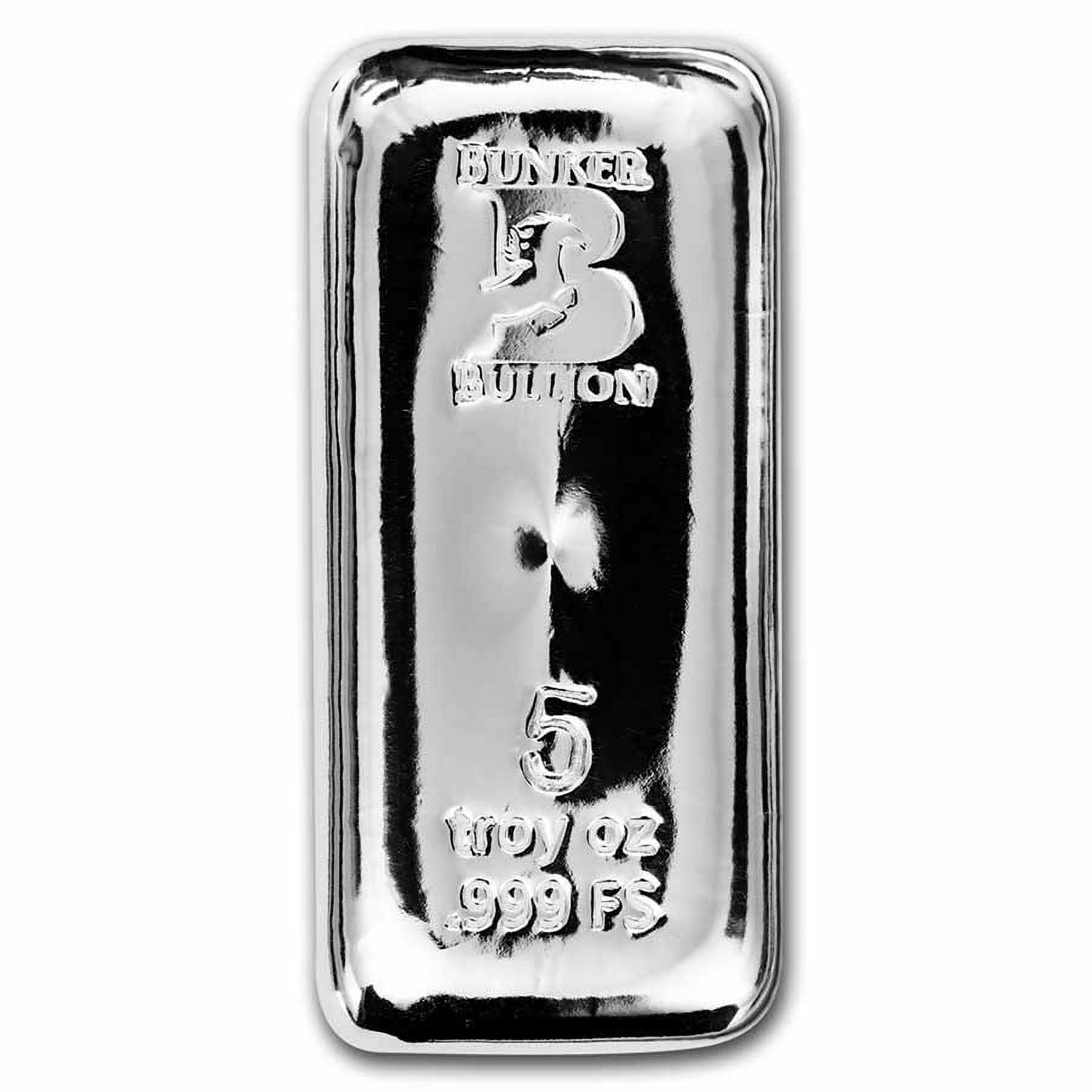 5 oz Cast-Poured Silver Bar - Bunker Bullion Bar - Walmart.com