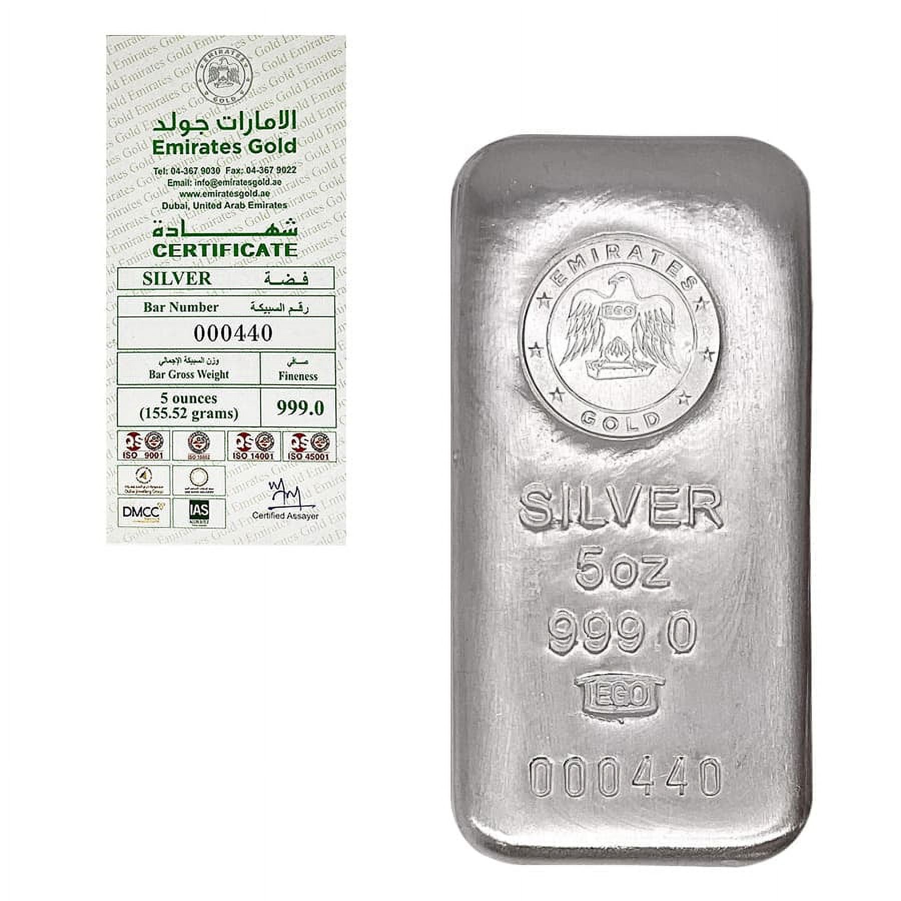 5 oz Emirates Gold Silver Cast Bar .999 Fine (w/Assay) - Walmart.com