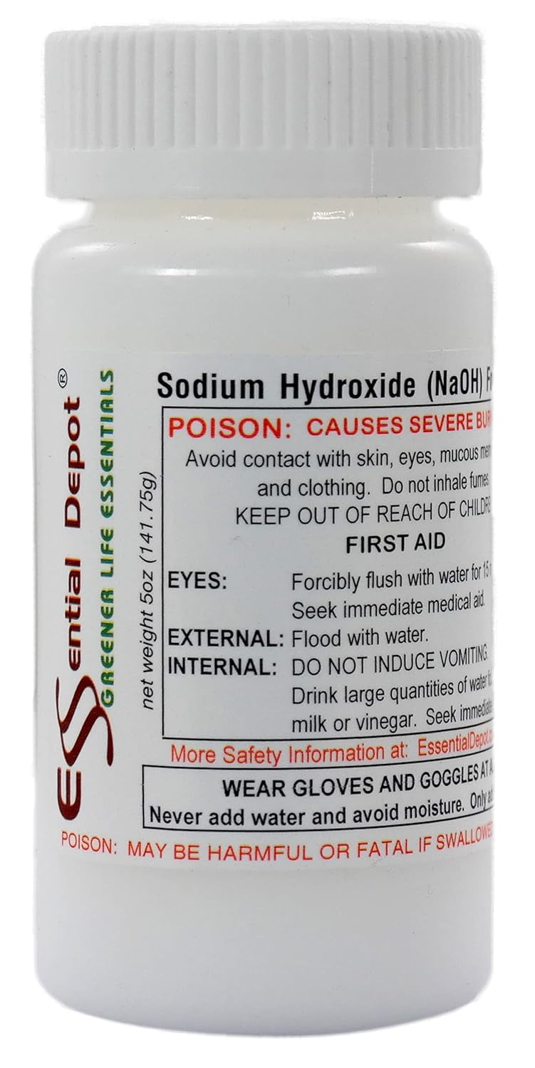 5 oz Food Grade Sodium Hydroxide Lye Evenly-Sized Micro Pels (Beads or ...