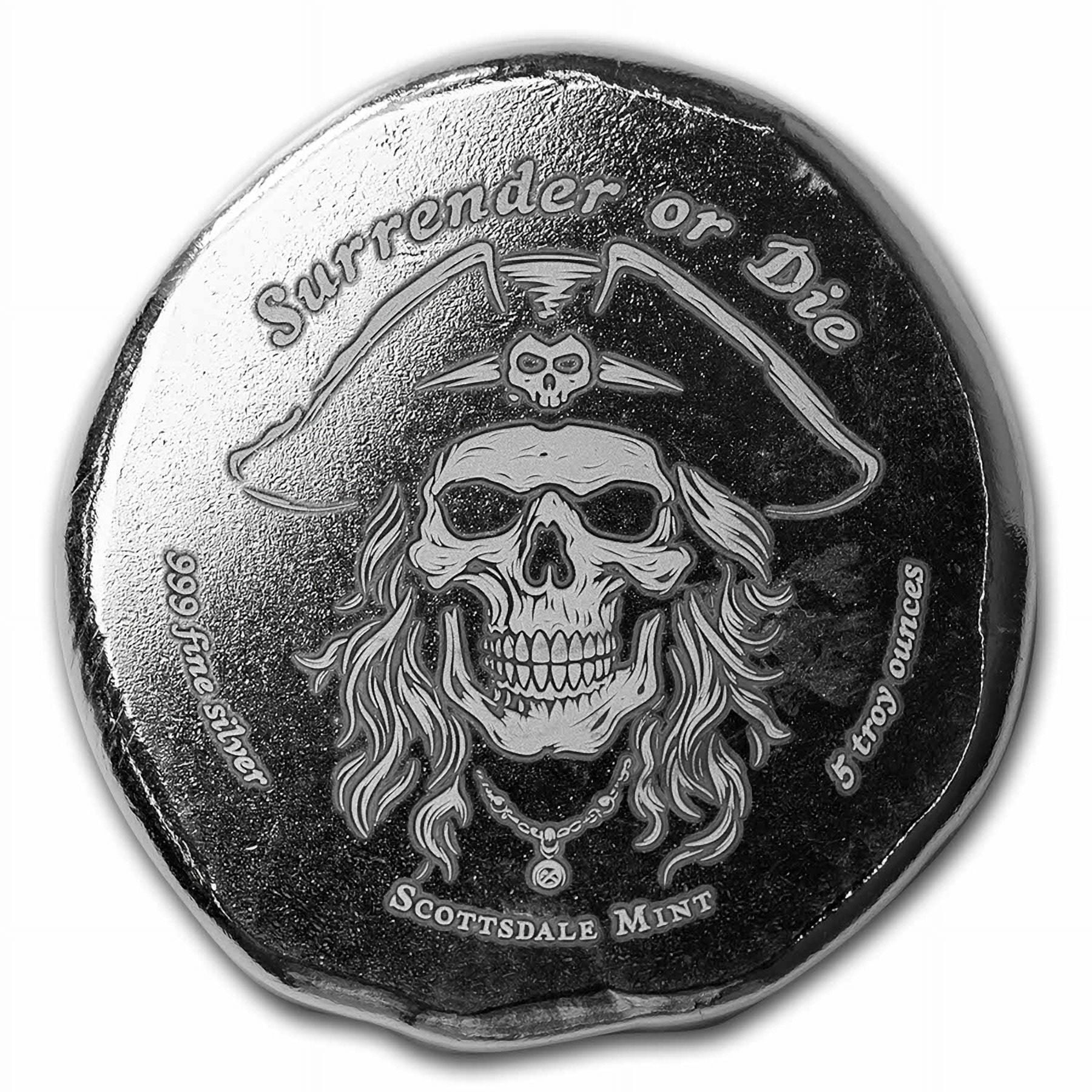 5 oz Hand Poured Silver Button - Pirate Skull - Walmart.com