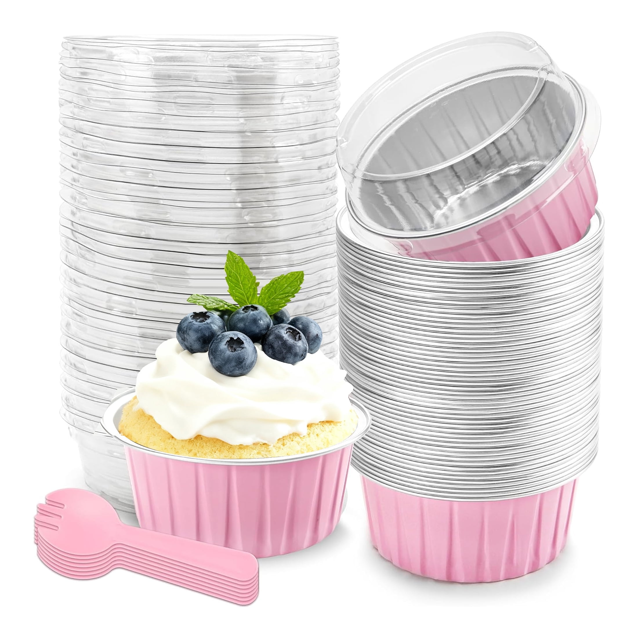 5 oz Mini Loaf Pans with Lids, 50-Pack Disposable Baking Cups for ...