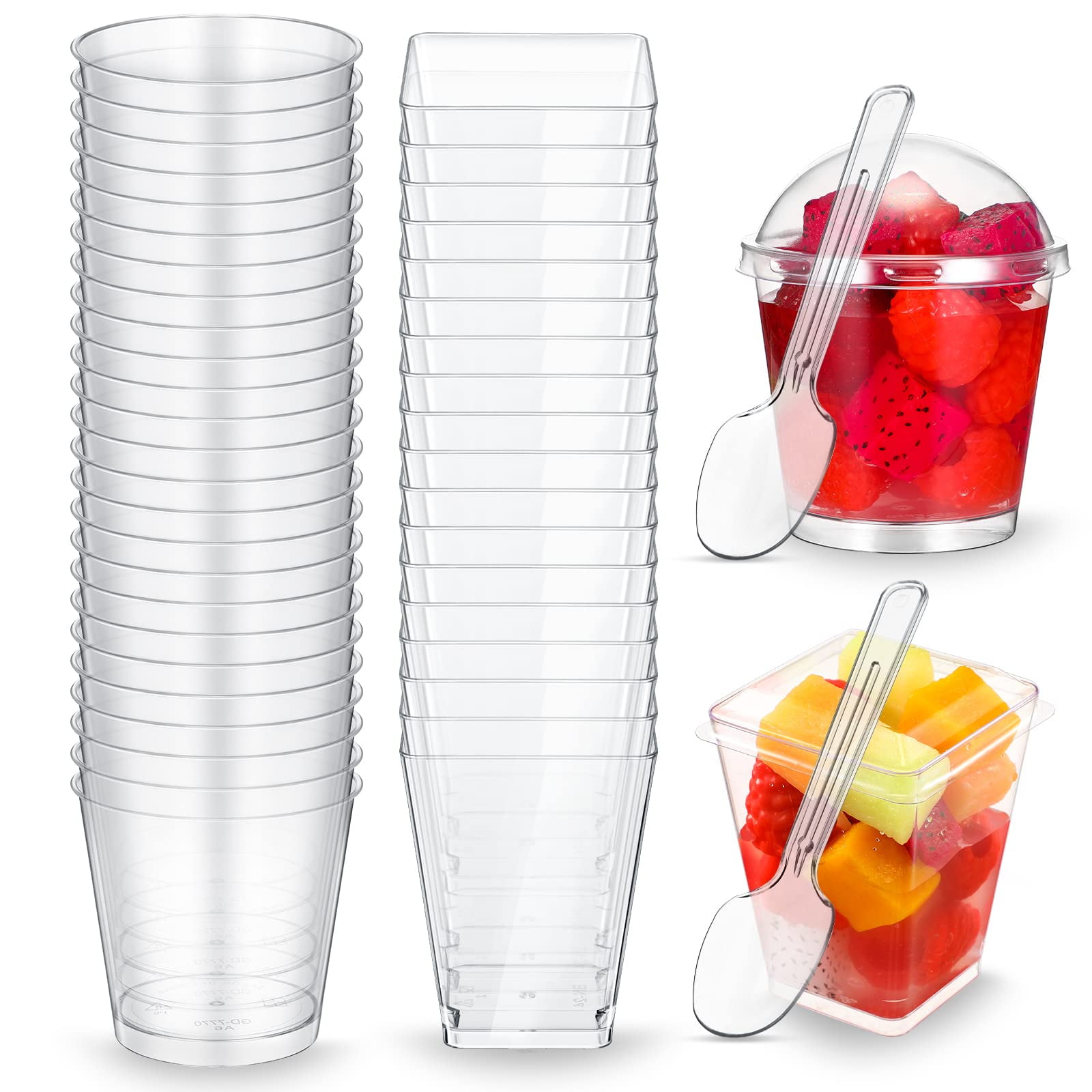 5 oz Plastic Dessert Cups with Lids and Spoons, 100 Set Combo - Walmart.com