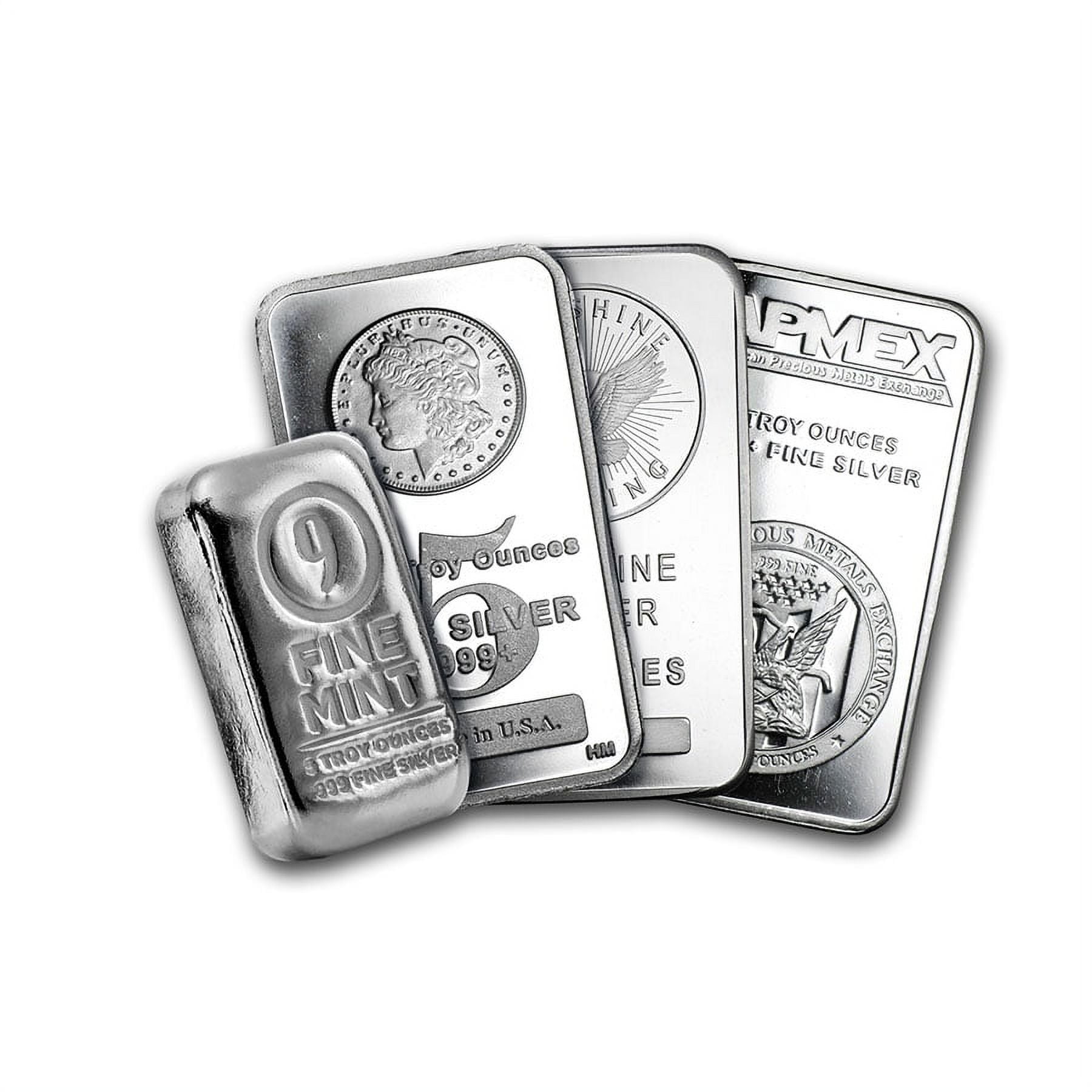 Silver Bullion Bars, 5 oz .999 Fine Silver, Secondary Market, Diverse ...