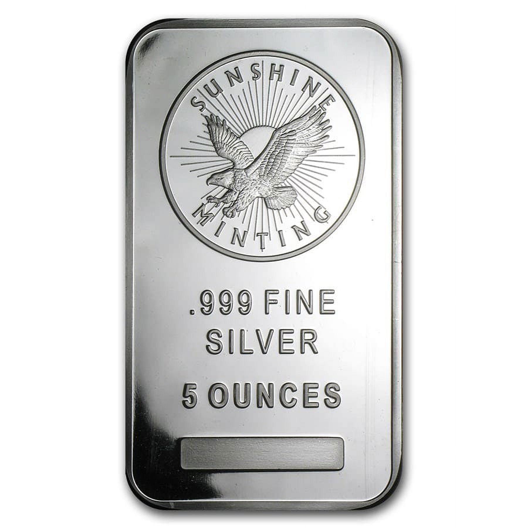Sunshine Mint 5 oz Silver Bar with Mint Mark SI, .999 Fine Silver ...
