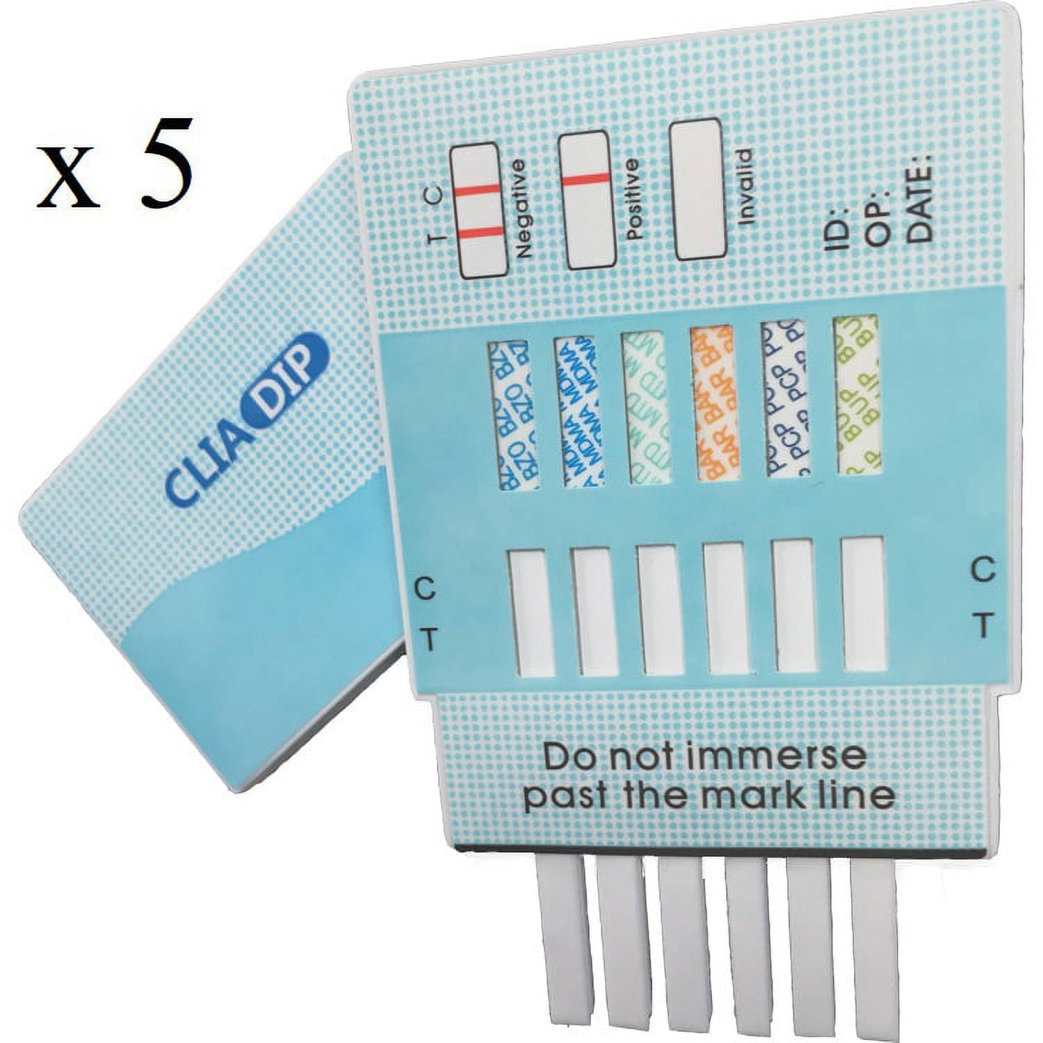 (5 pack) 12 Panel Multi-Drug Test Dip Card (AMP, BAR, BUP, BZO, COC ...