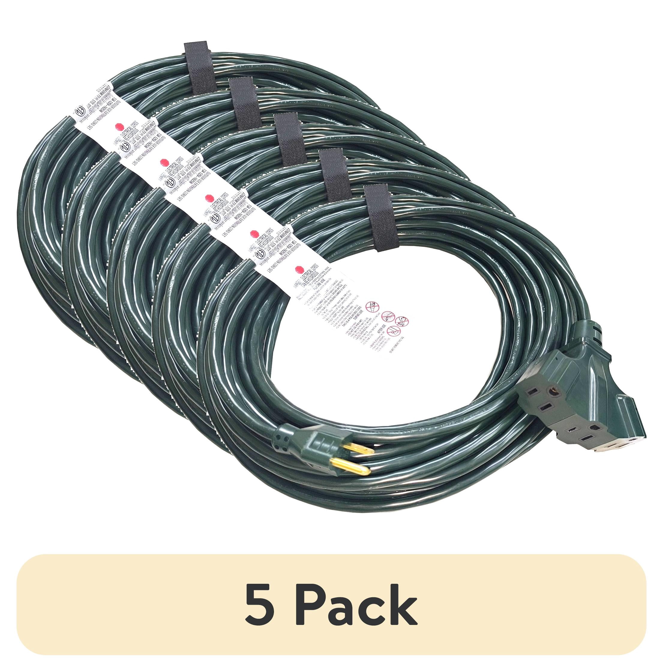 (5 pack) Hyper Tough 16AWGX3C 50 ft Tri-Tap Indoor and Outdoor Light ...