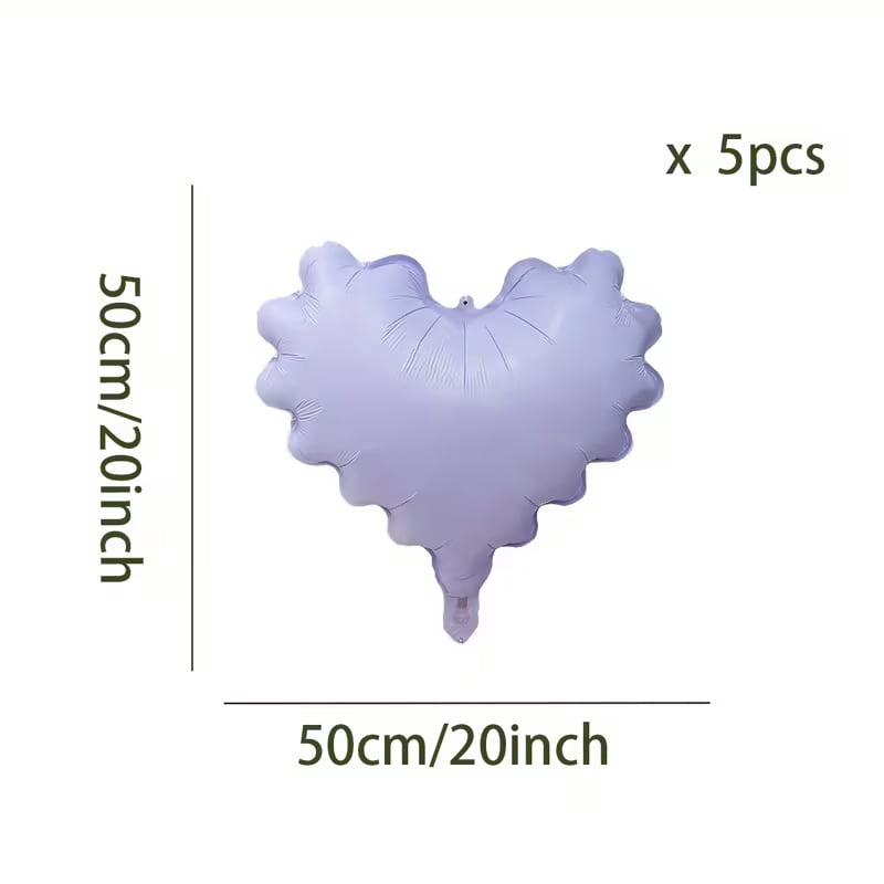 5-pack of 20-inch wavy heart-shaped aluminum foil balloons, suitable ...