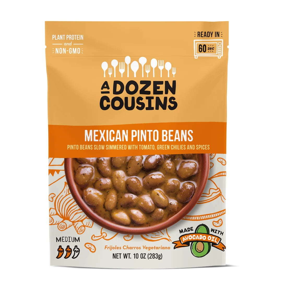 (5 pack) A Dozen Cousins Mexican Pinto Beans, Vegan Gluten-Free ...