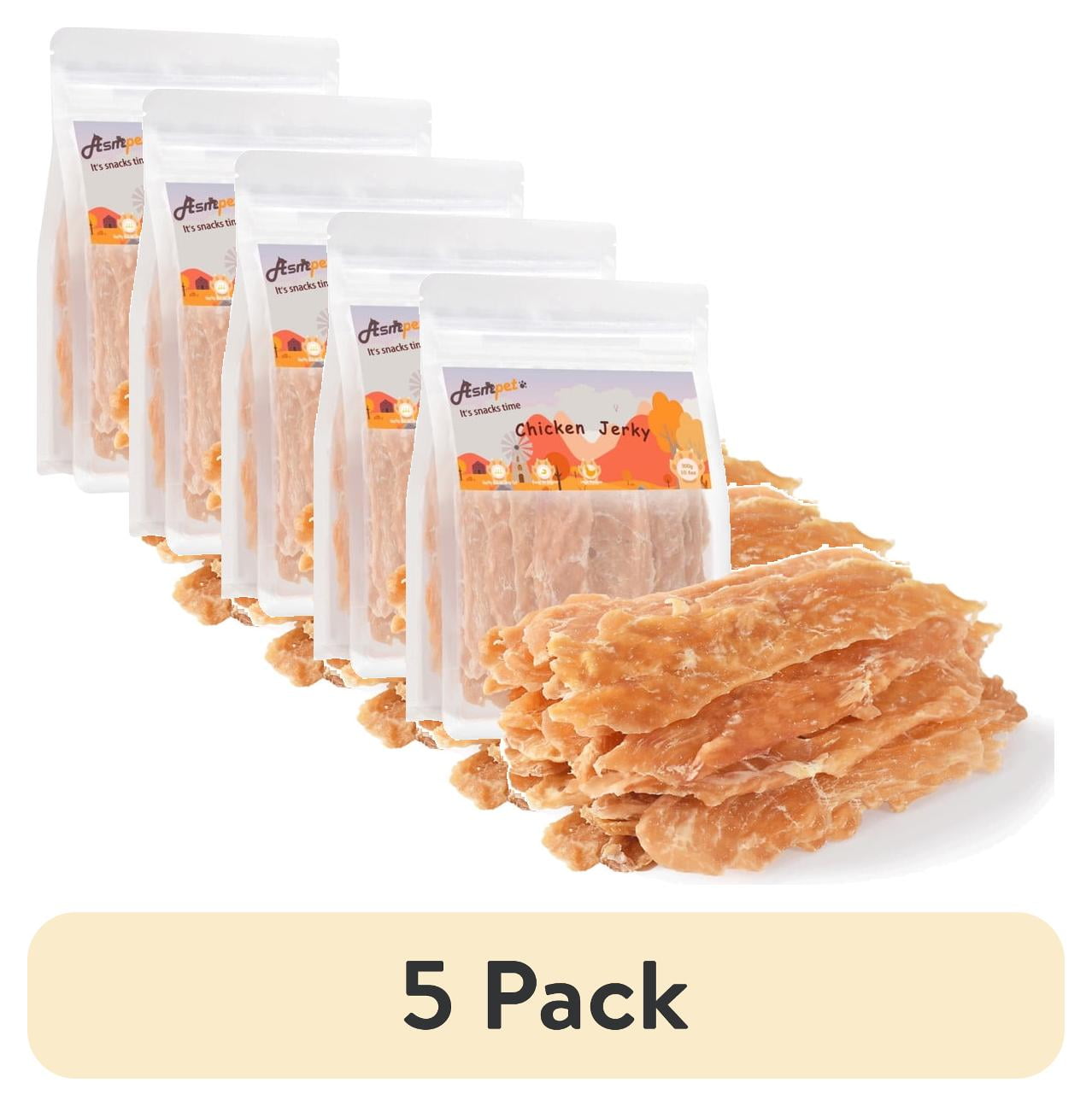 (5 pack) ASMPET Chicken Jerky Dog Treats, Natural High Protein Chicken ...