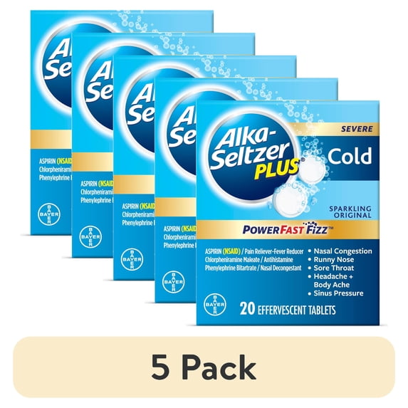 (5 pack) Alka-Seltzer Plus Powerfast Fizz Severe Cold Medicine ...