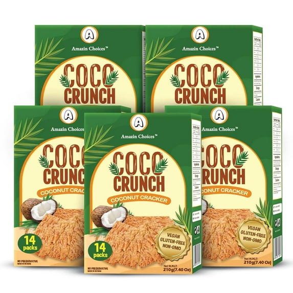(5 pack) Amazin Choices COCO Crunch Coconut Snack Crackers, Gluten Free ...