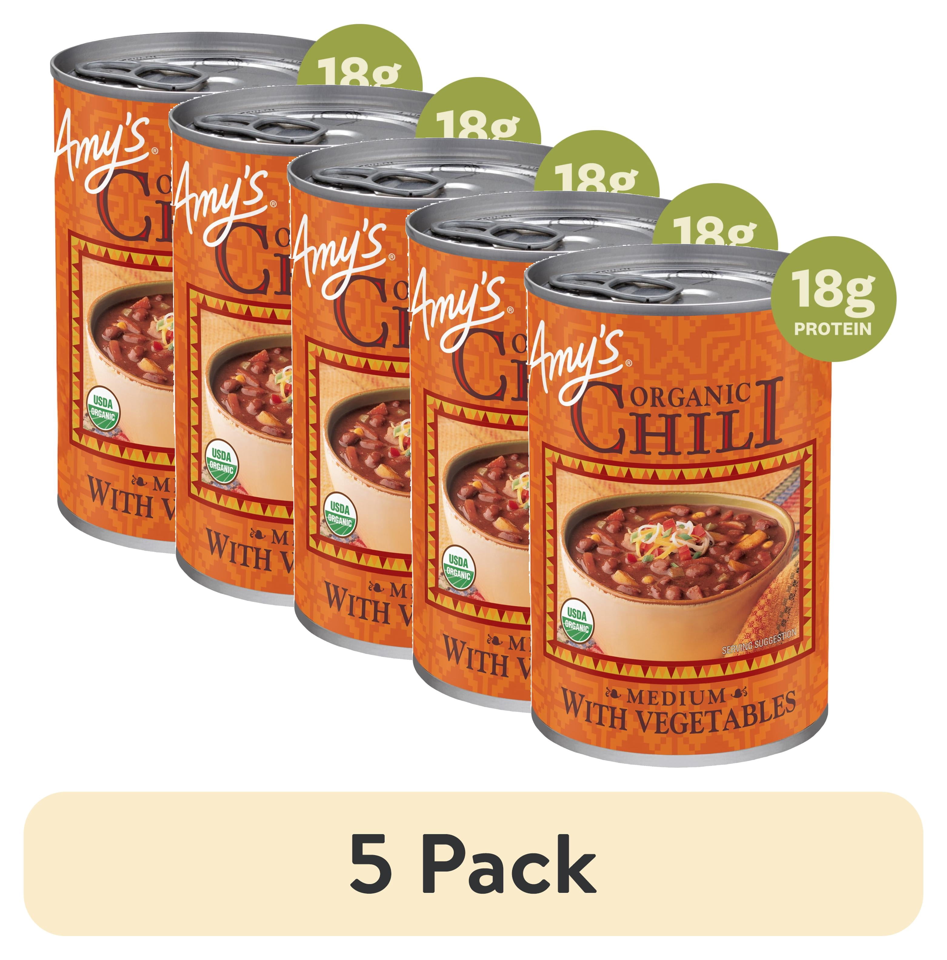 (5 pack) Amy’s Organic Medium Chili with Vegetables, Plant-Based Vegan ...