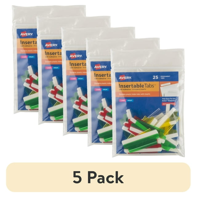 (5 pack) Avery Self-Adhesive Index Tabs with Printable Inserts ...