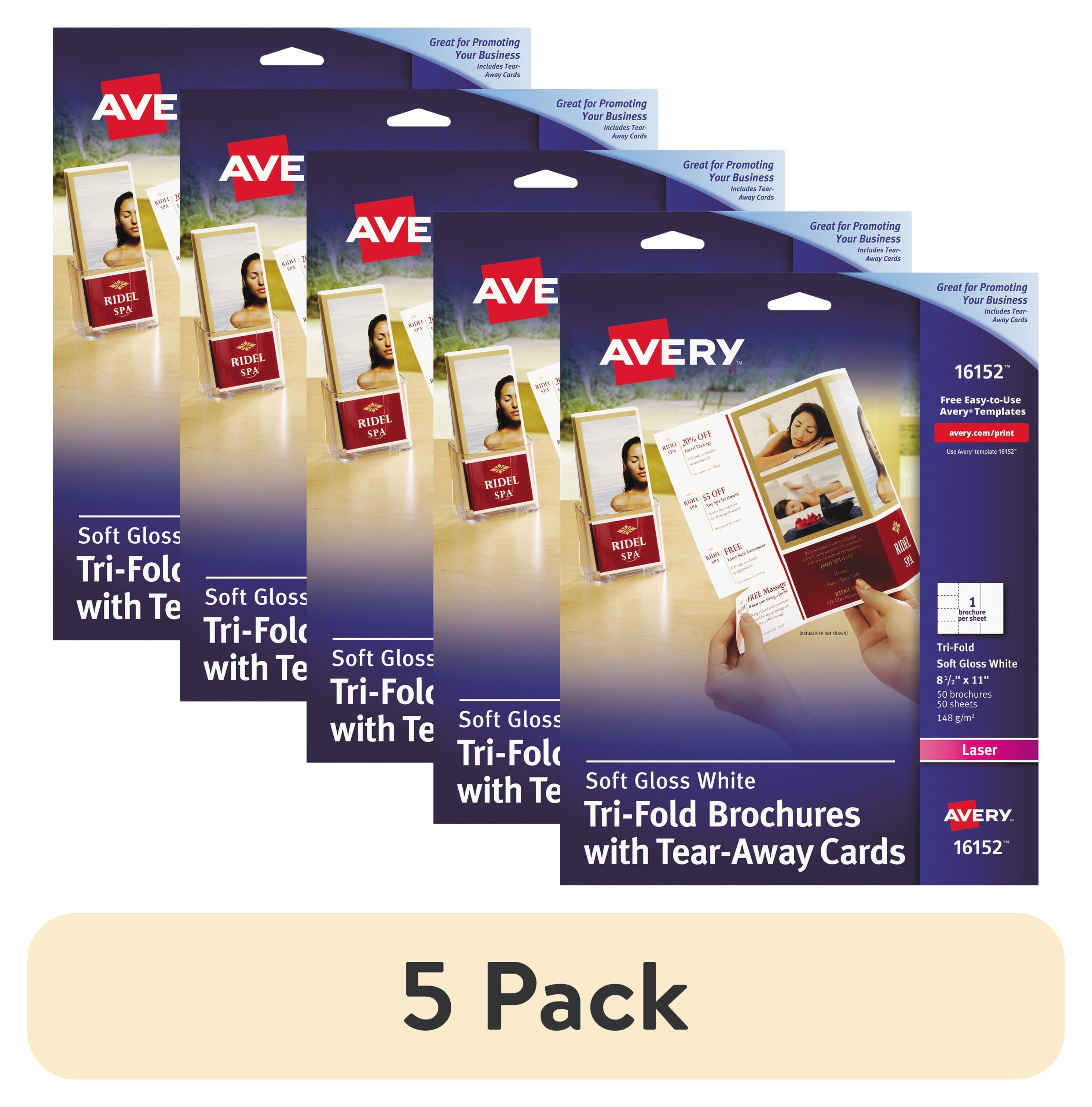 (5 pack) Avery Tri-Fold Brochure w/Tear-Away Cards, 8 1/2 x 11, Soft ...