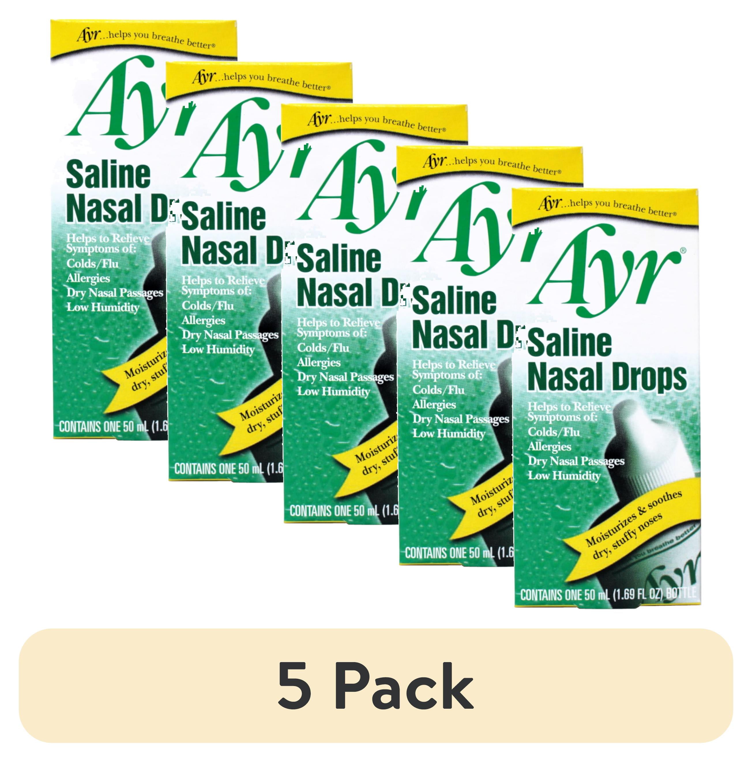 (5 pack) Ayr Saline Nasal Drops, Cold/Flu, Allergy, Dry Nasal Passages ...