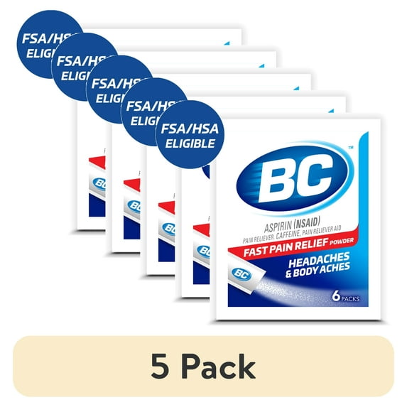 (5 pack) BC Powder Original Strength Pain Reliever, Aspirin Dissolve ...