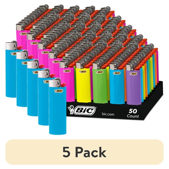 (5 pack) BIC Maxi Pocket Lighter, Assorted Colors, 1 Count Pack of ...