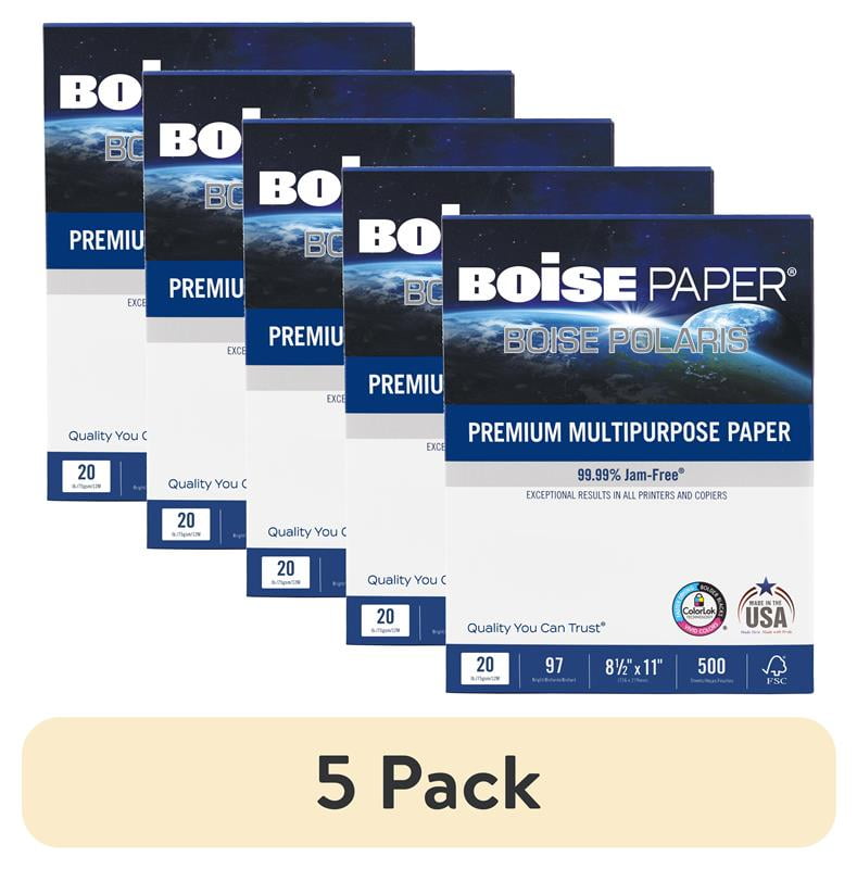(5 pack) BOISE POLARIS Premium Multipurpose Copy Paper, 8.5" x 11 ...