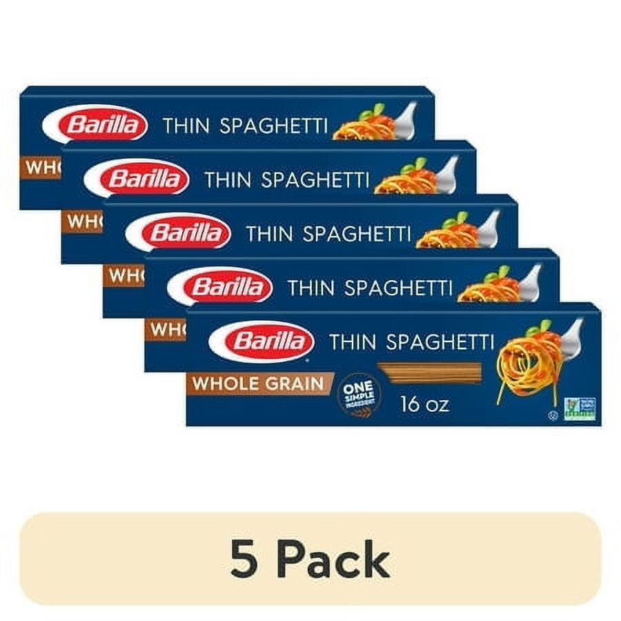 (5 pack) Barilla Classic Whole Grain Pasta, Thin Spaghetti Noodles, 16 ...