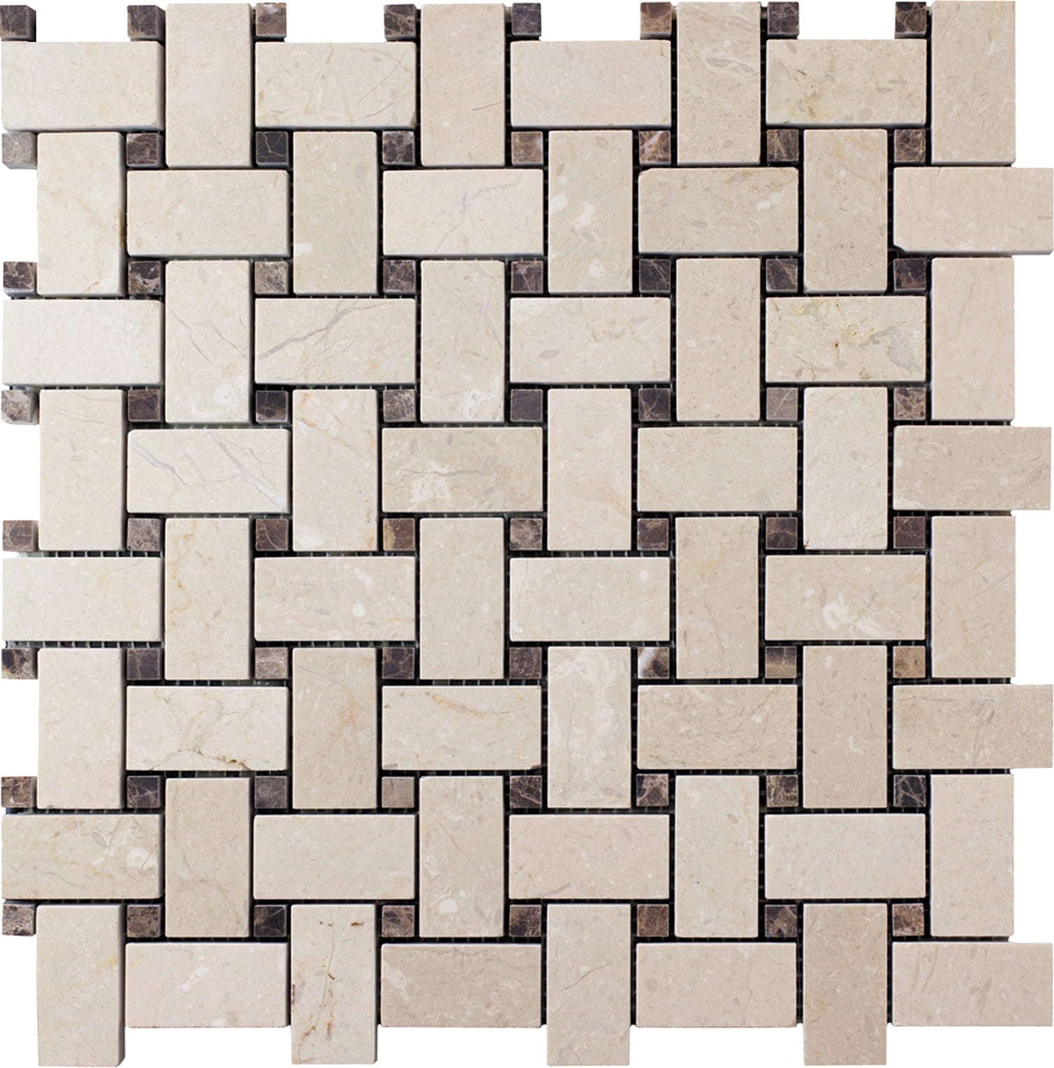 5 pack Beige 12-in x 12-in Polished Natural Stone Marble Basketweave ...