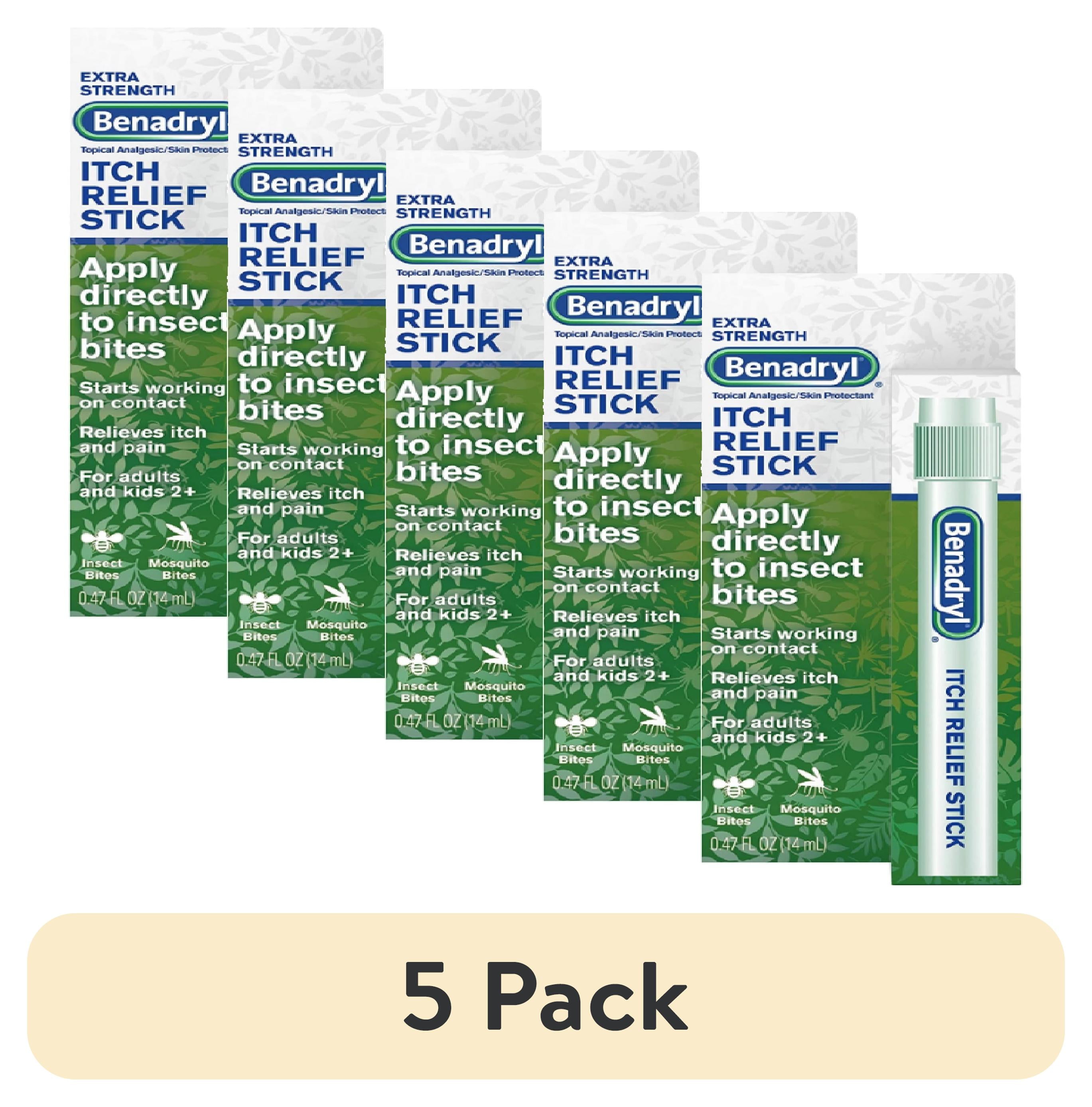 (5 pack) Benadryl Extra Strength Analgesic Skin Protectant Itch Relief Stick 0.47 oz - Walmart.com