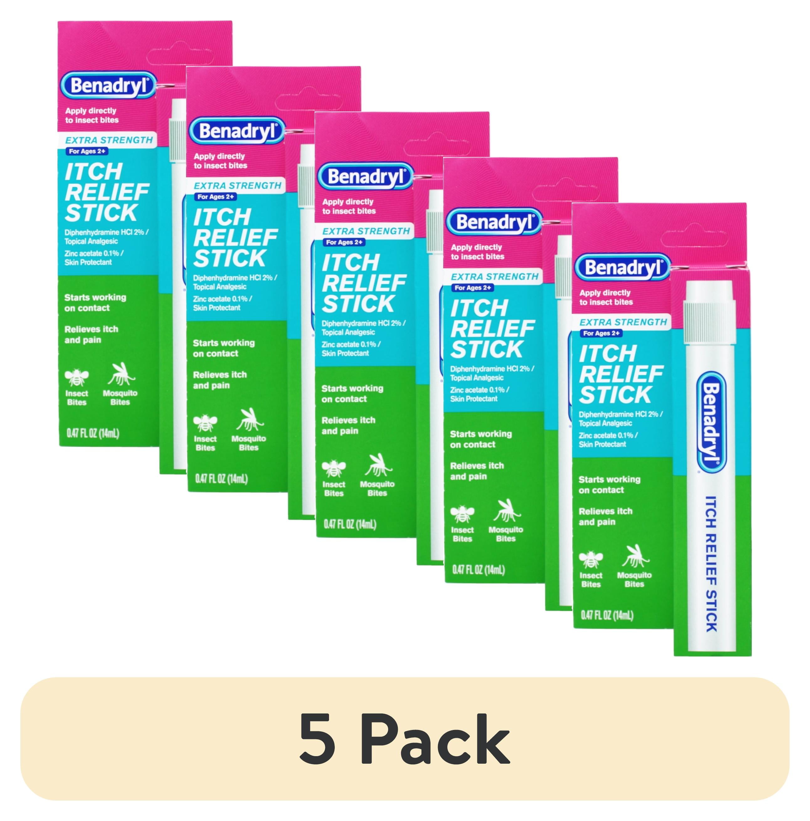 (5 pack) Benadryl Extra Strength Itch Relief Stick - Travel Size - 0.47 fl oz - Walmart.com
