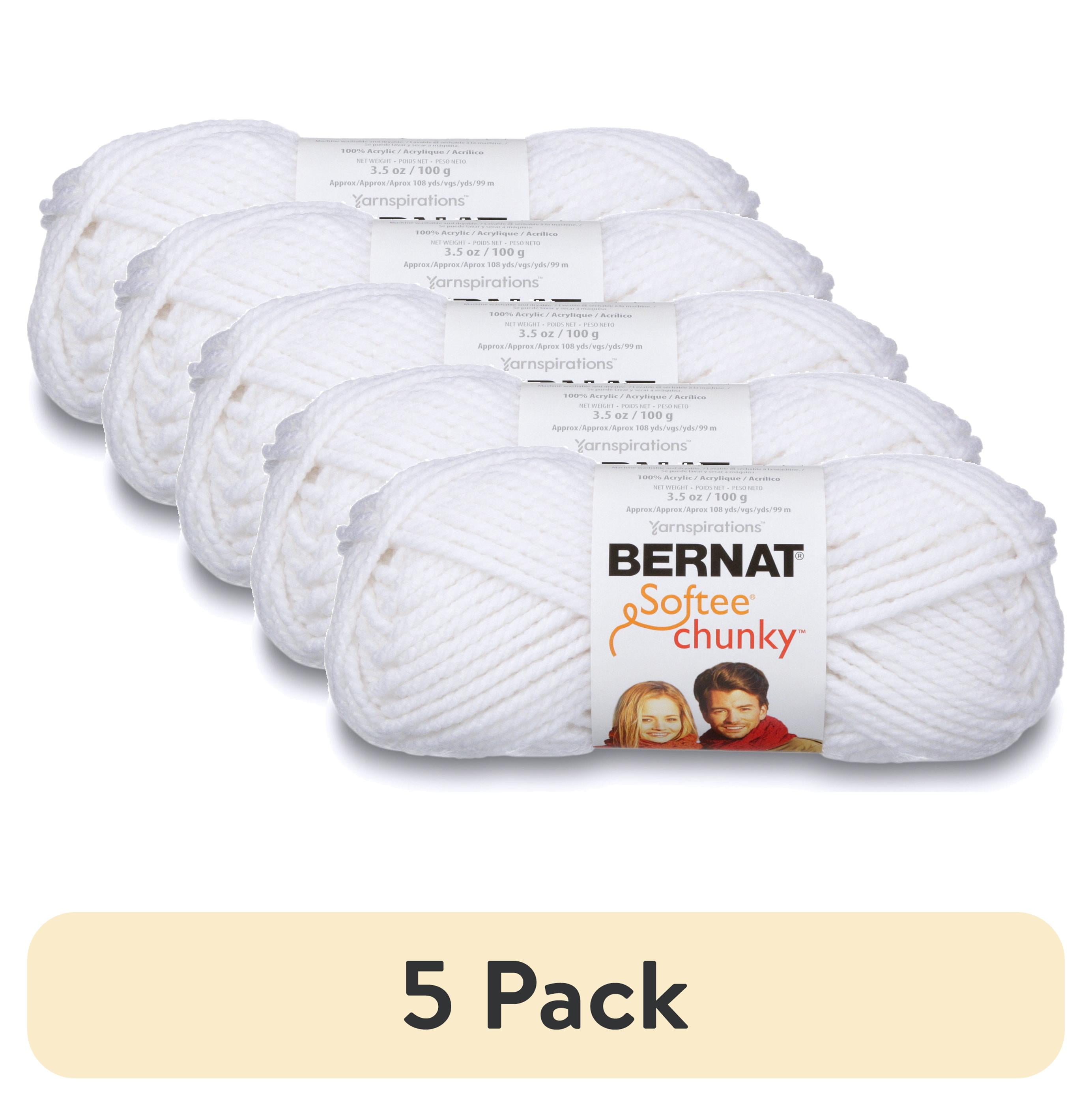 (5 pack) Bernat® Softee Chunky Sb™ #6 Super Bulky Acrylic Yarn, White 3 ...