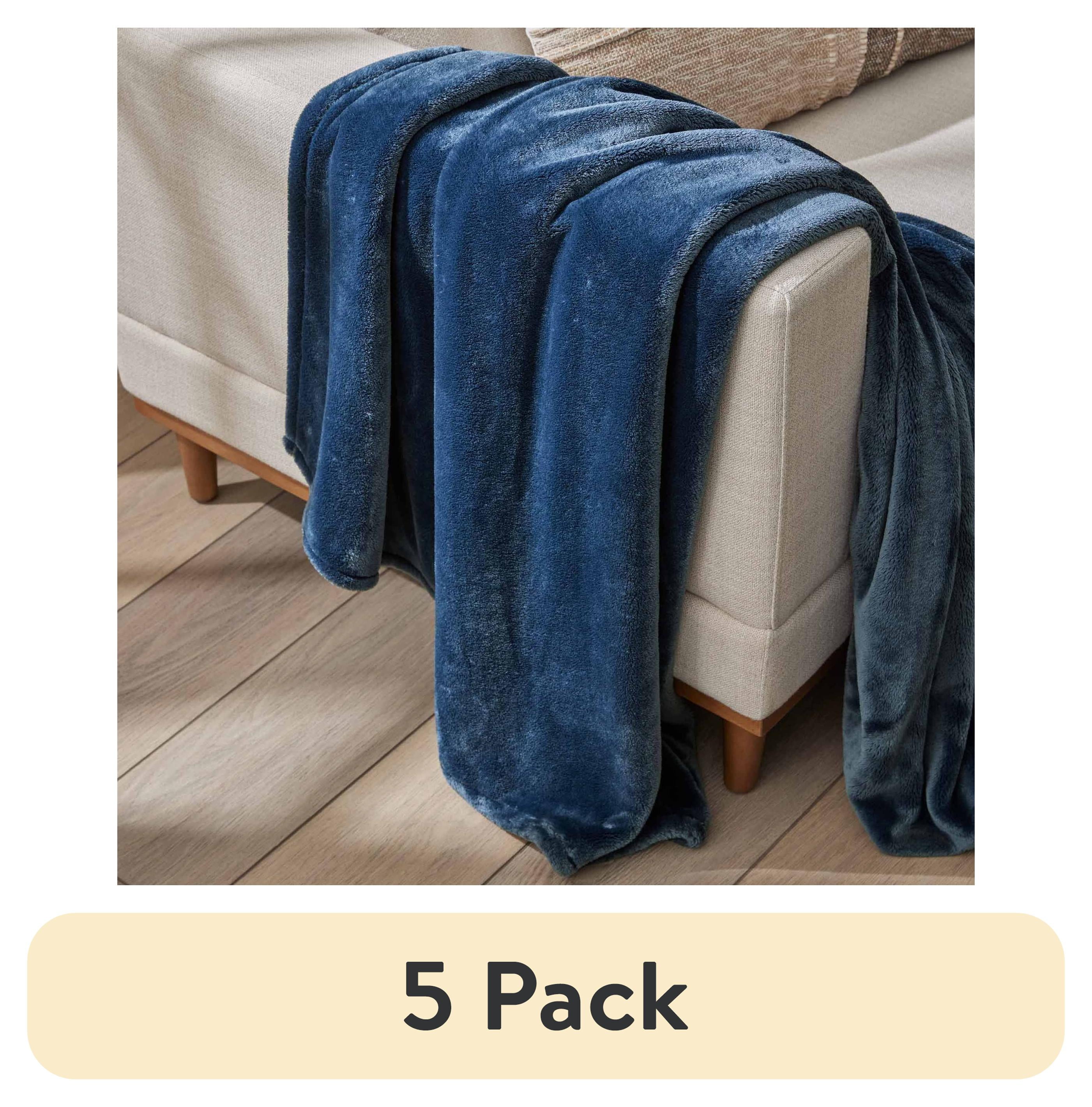 (5 pack) Better Homes & Gardens Solid Velvet Plush Soft Fleece Throw ...