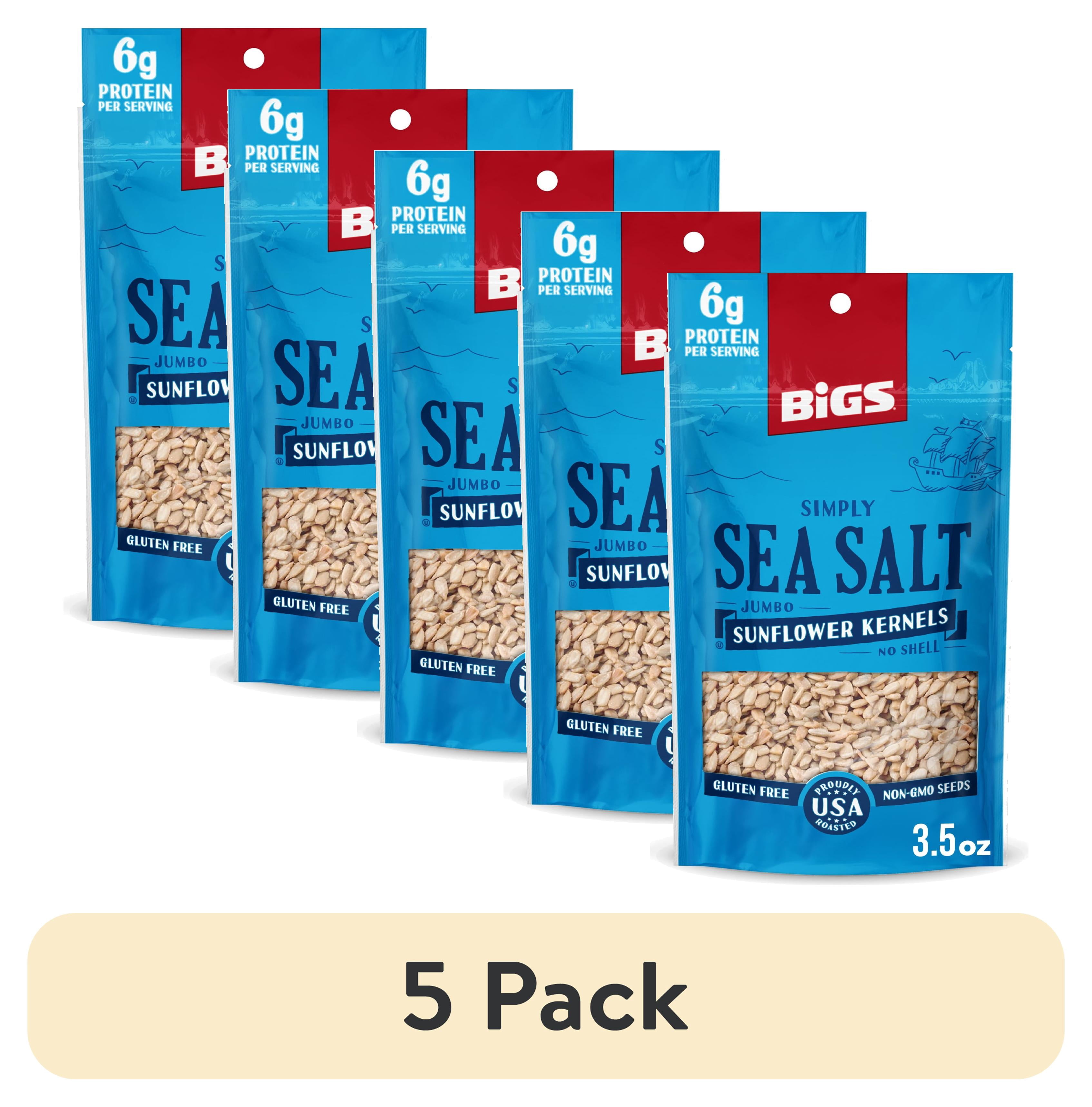 (5 pack) Bigs Simply Sea Salt Jumbo Sunflower Kernels, 3.5 oz. Bag ...