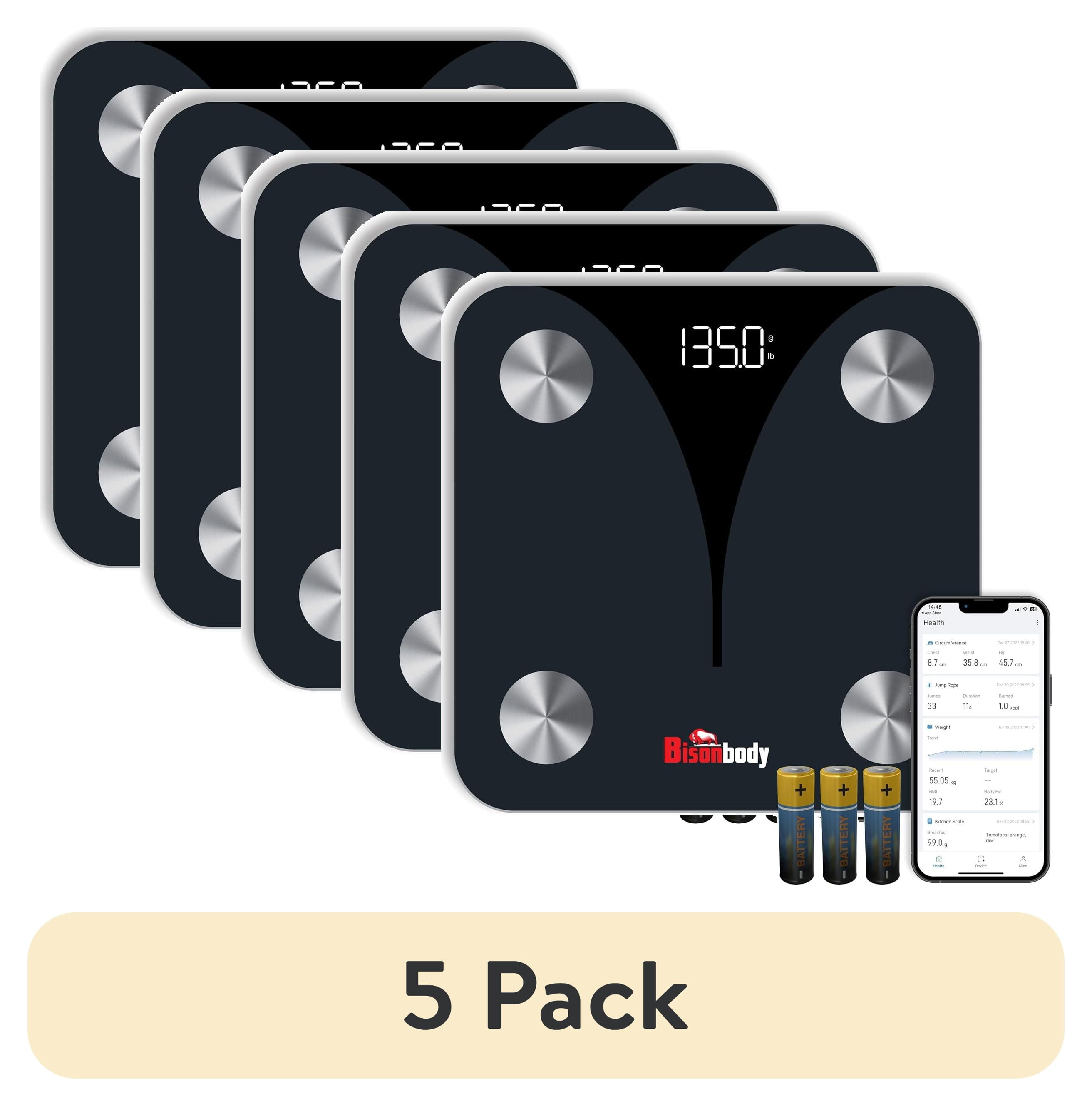 (5 pack) Bisonbody Smart Digital Bathroom Scale for Body Weight and Fat Percentage, 20 Body ...