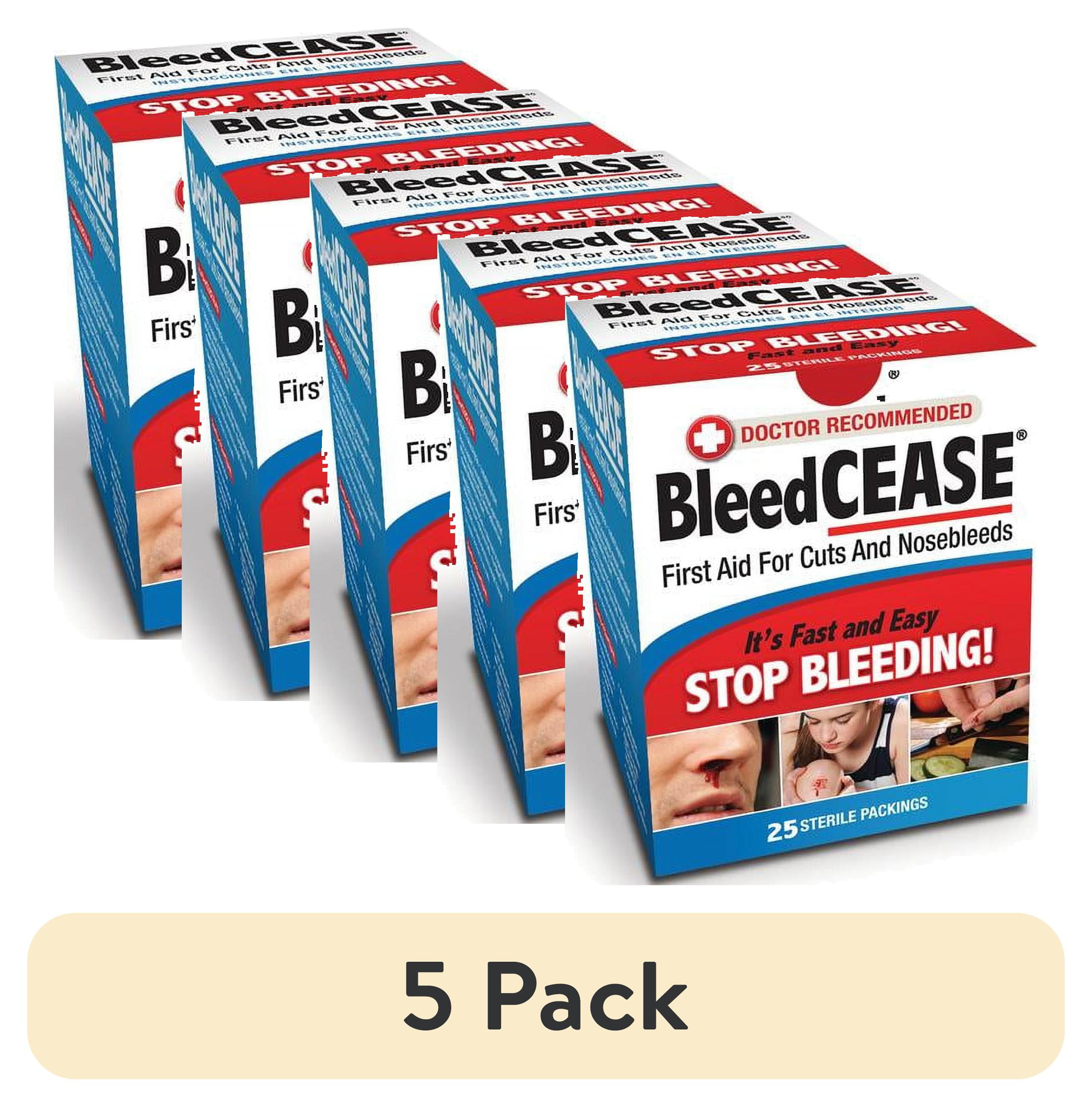 (5 pack) BleedCease First Aid for Cuts and Nosebleeds Sterile Packings ...