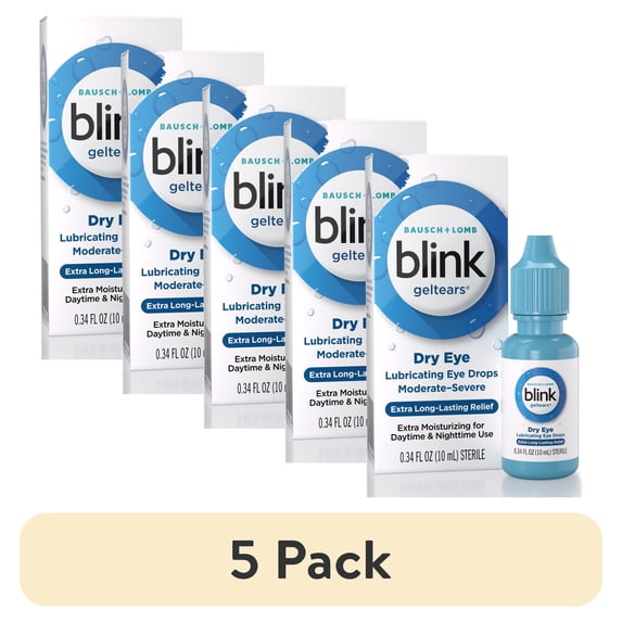 (5 pack) Blink GelTears Lubricant Eye Drops and Artificial Tears for ...