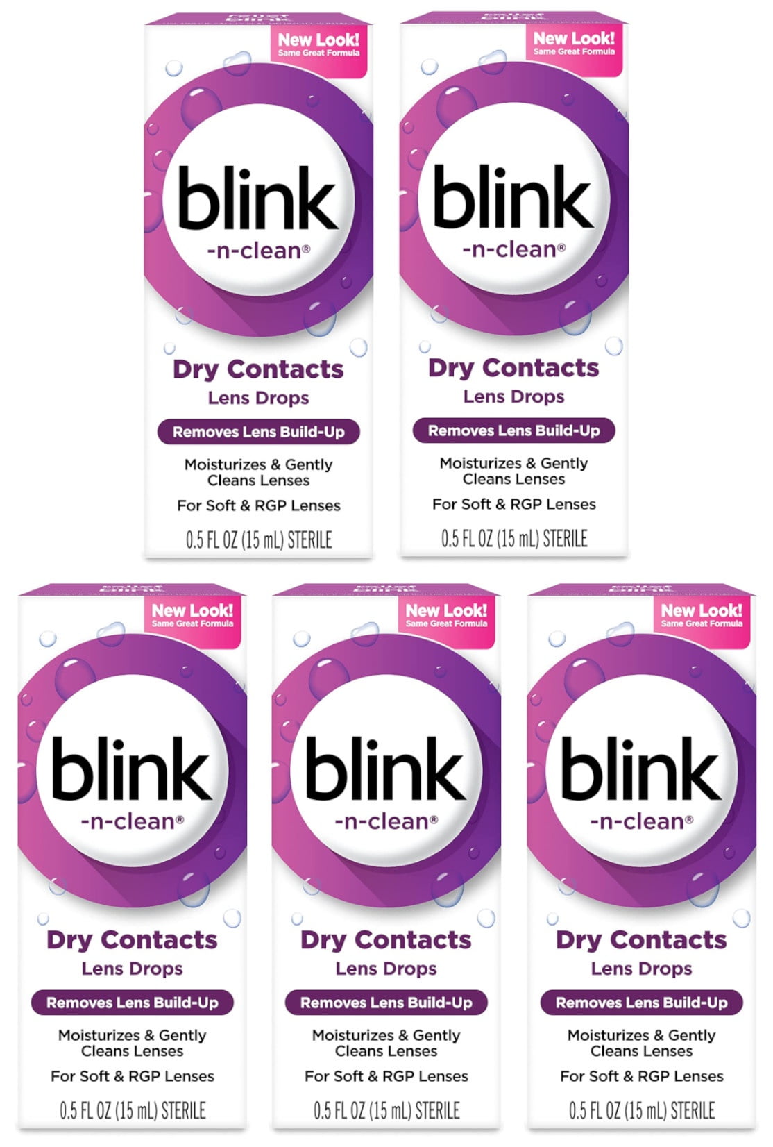 (5 pack) Blink-N-Clean Lens Drops for Any Soft Contact Lens, 0.5 FL OZ ...