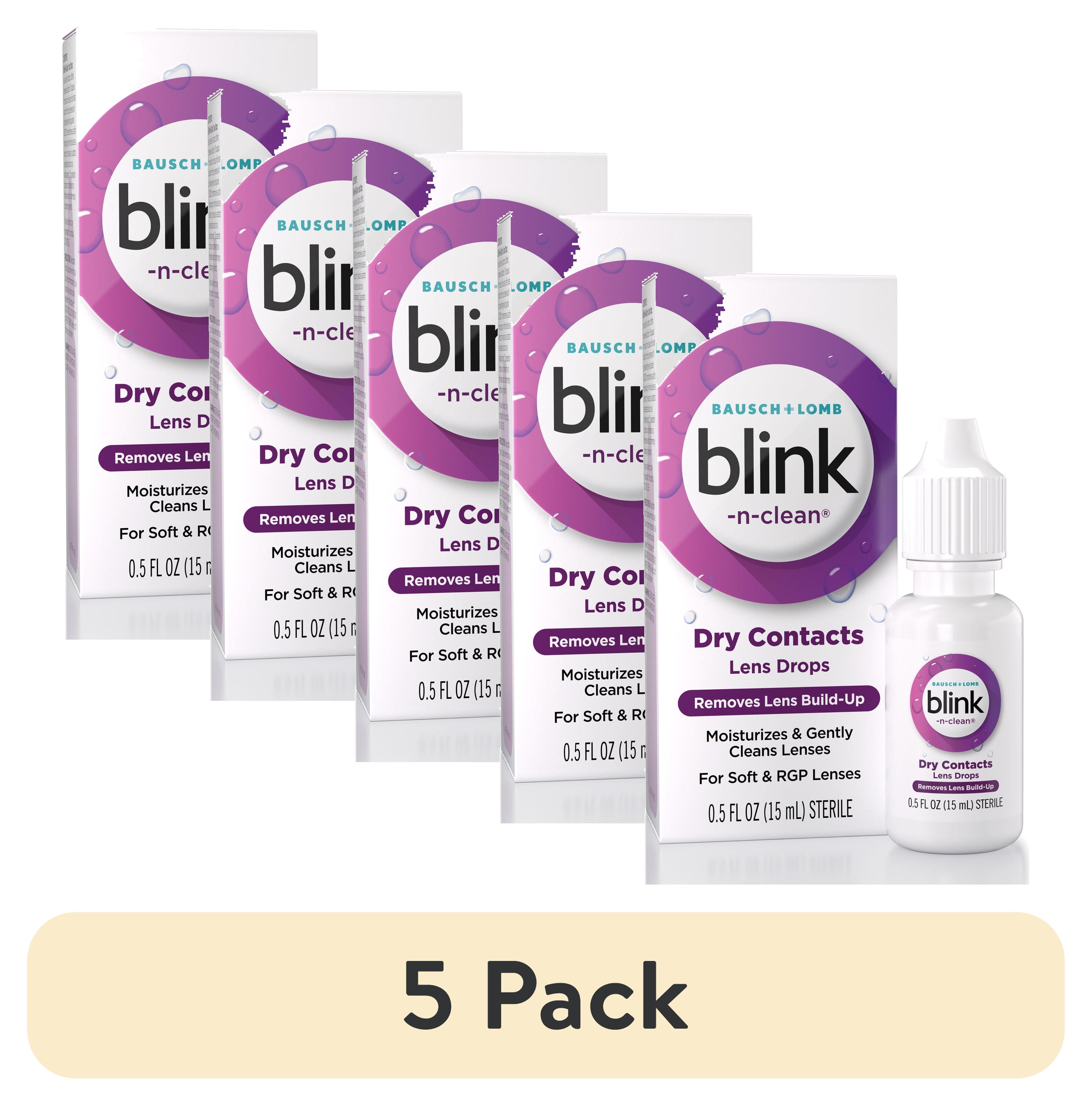 (5 pack) Blink-N-Clean Rewetting Eye Drops for Contact Lenses, Dry Lens Lubricant and ...