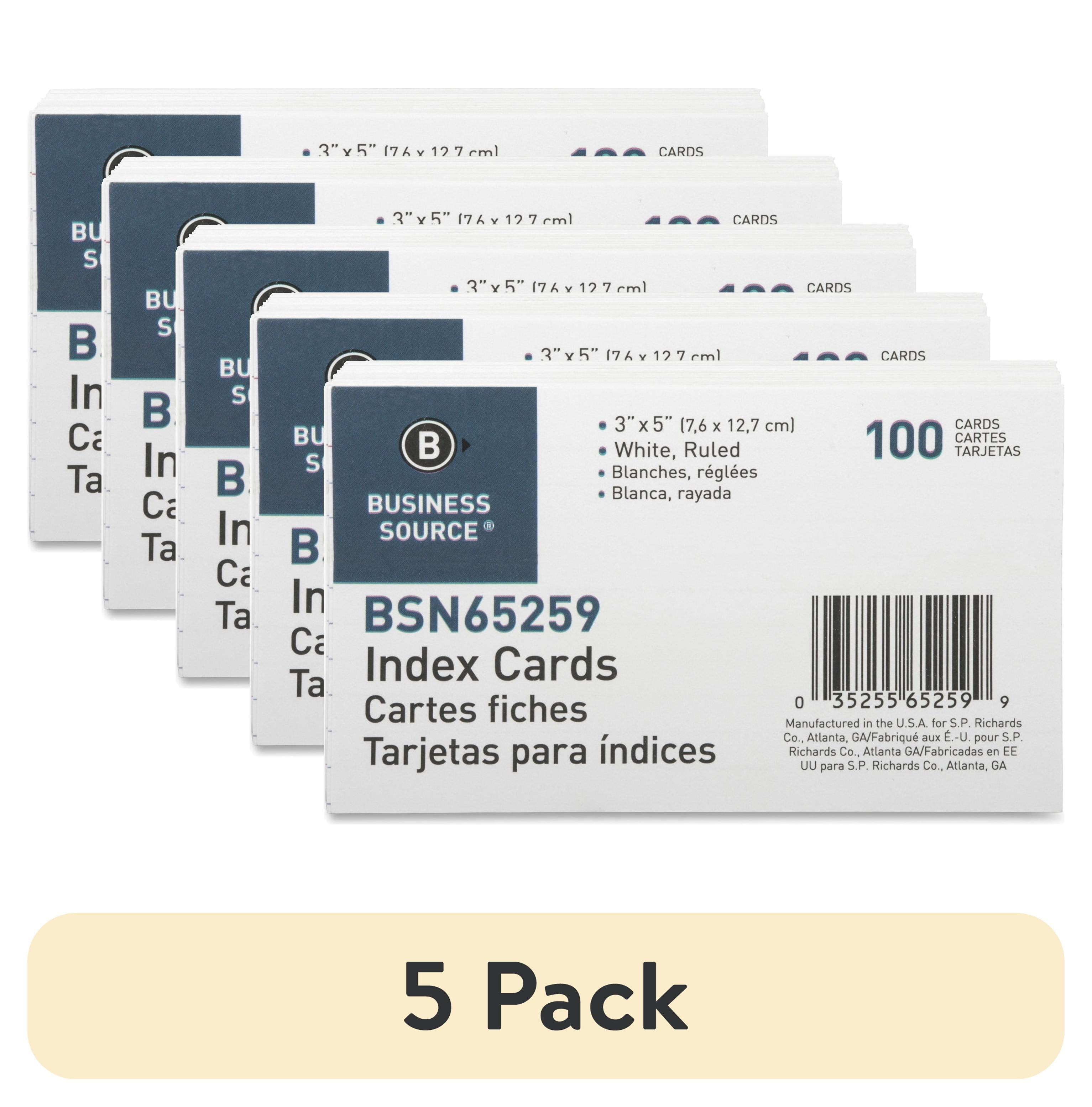 (5 pack) Business Source, BSN65259, Ruled White Index Cards, 100 / Pack ...