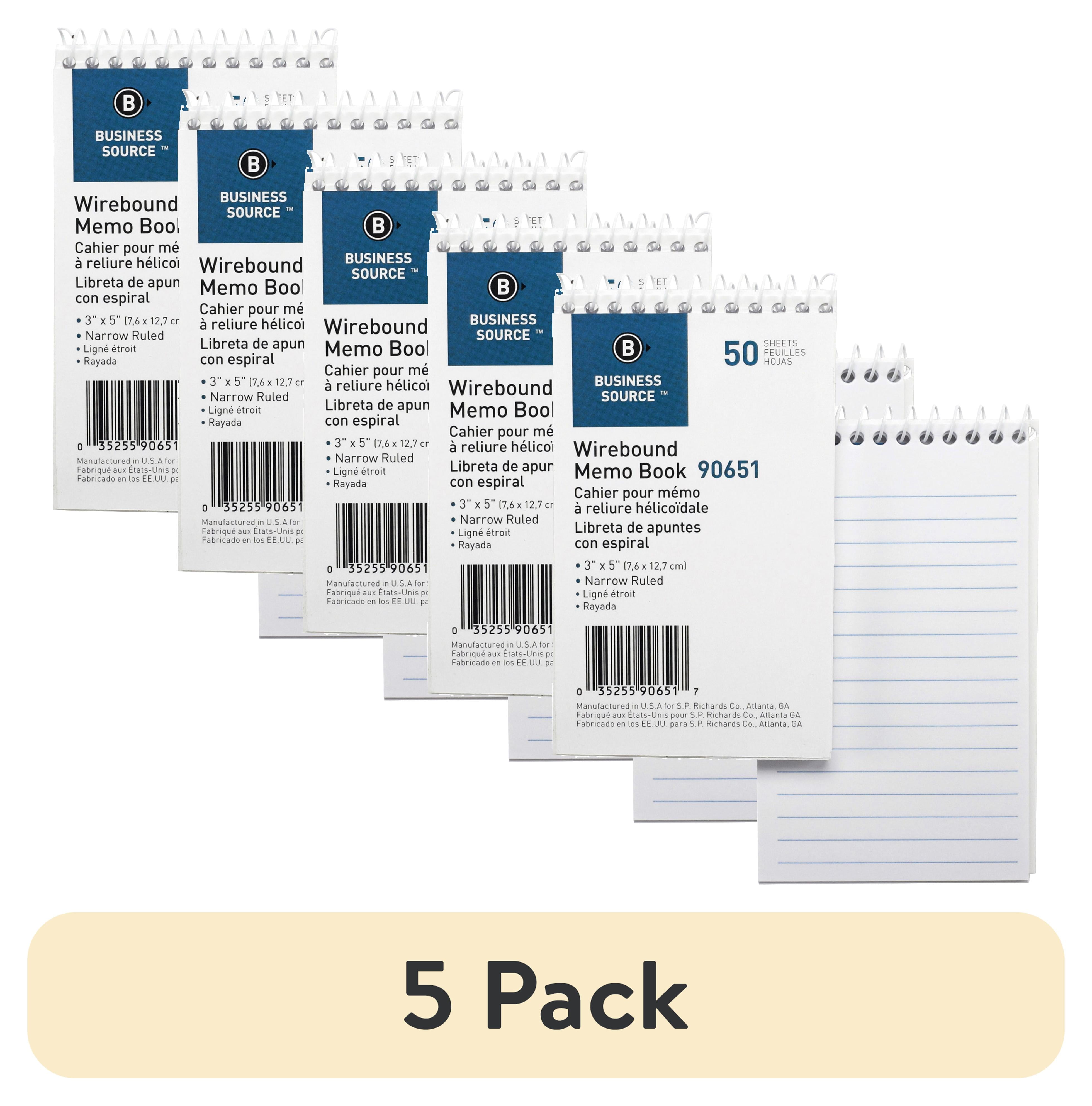 (5 pack) Business Source, BSN90651, Wirebound Memo Books, 12 / Dozen ...