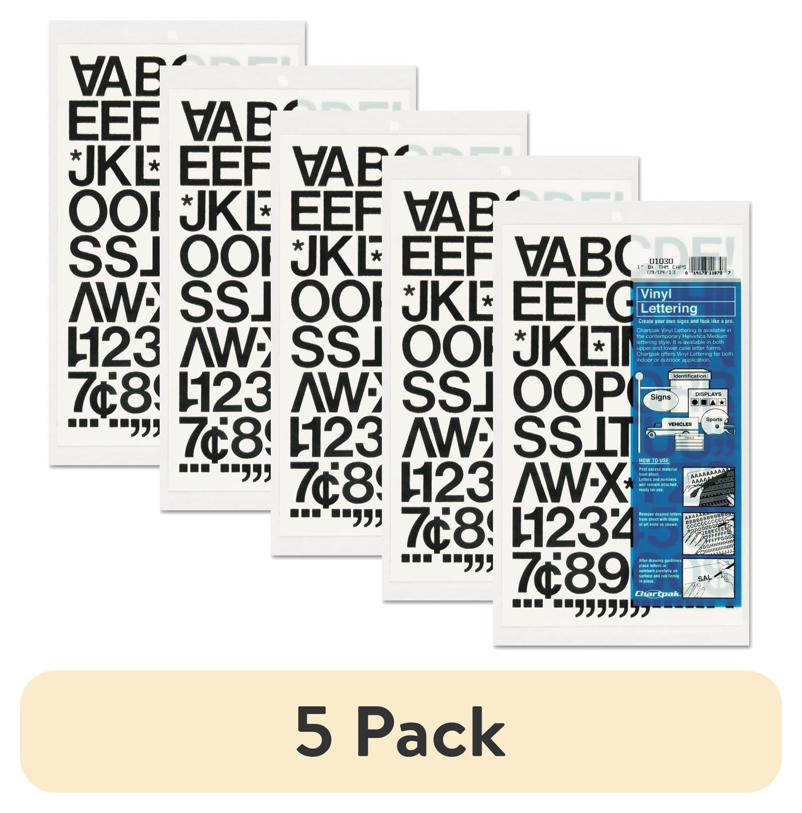 (5 pack) Chartpak, CHA01030, Vinyl Helvetica Style Letters/Numbers, 88 ...