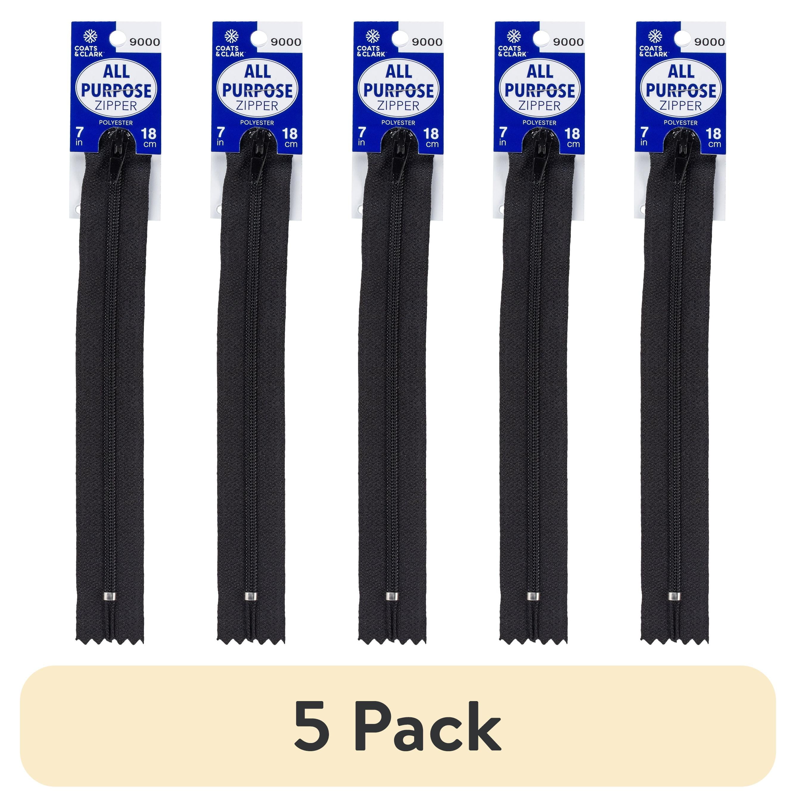 (5 pack) Coats & Clark 7" Polyester All Purpose Black Sewing Zipper, 1 ...