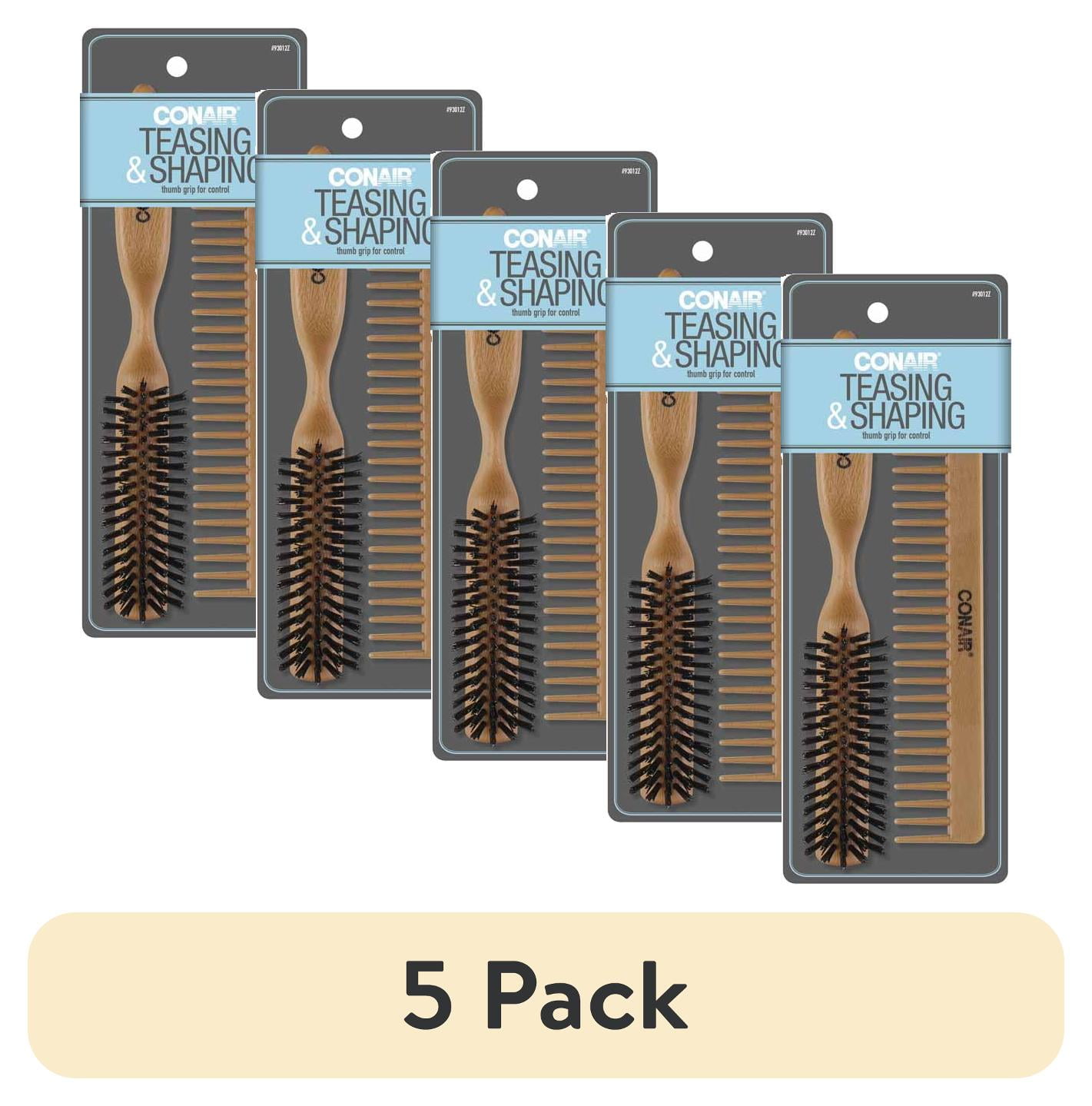 (5 pack) Conair Simulated Wood Thumb Grip Nylon Volume Comb Set ...