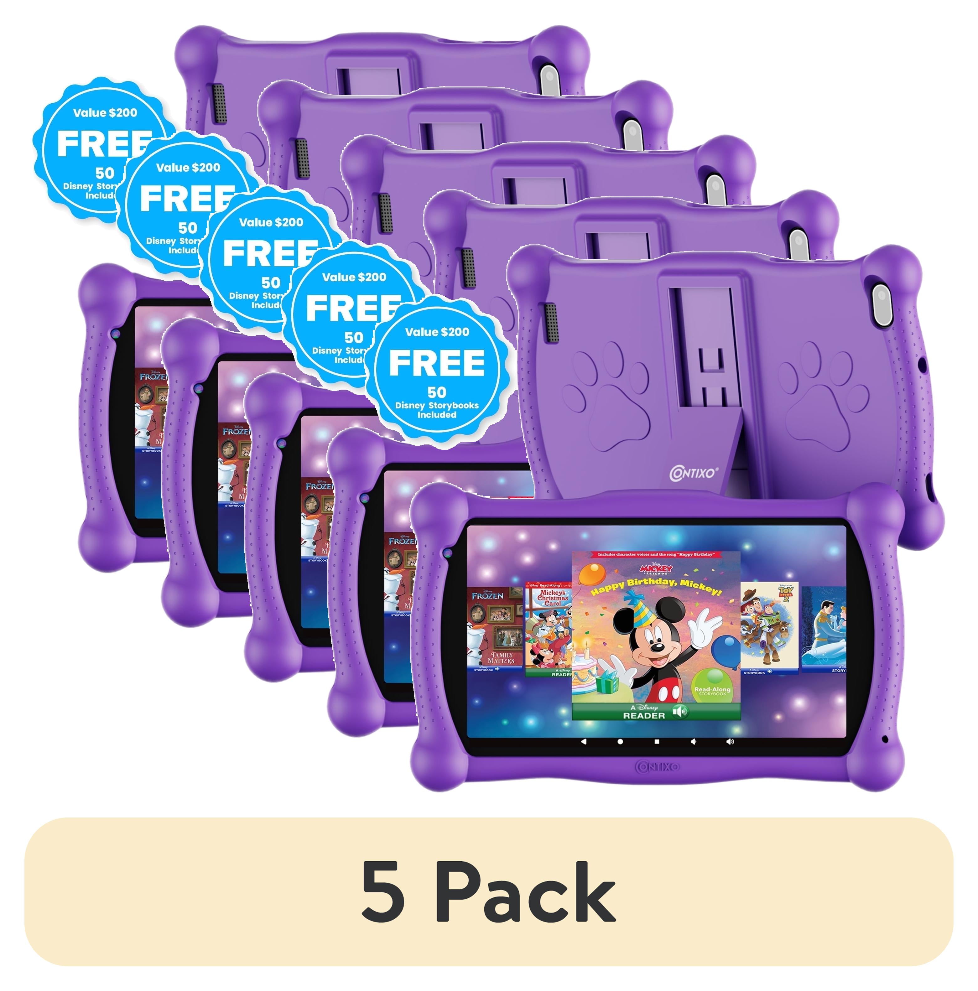 (5 pack) Contixo 7" Kids Tablet, 2025 Model, 50 FREE Disney eBooks ...