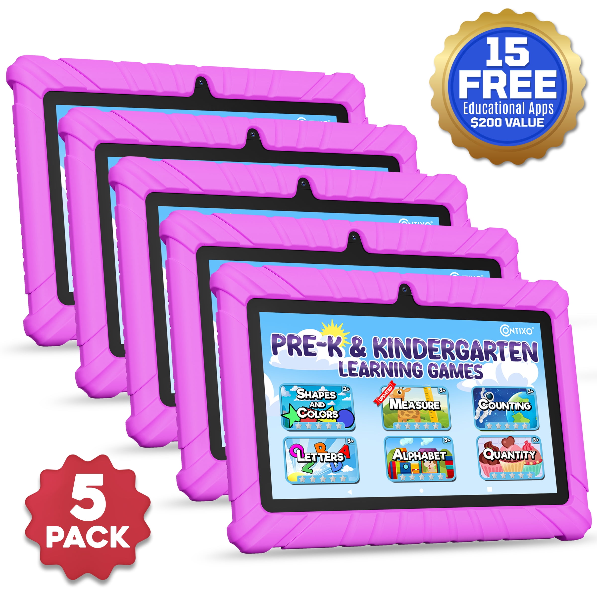 (5 pack) Contixo 7" Kids Tablet, 2025 Model, STEM Learning, Educational ...
